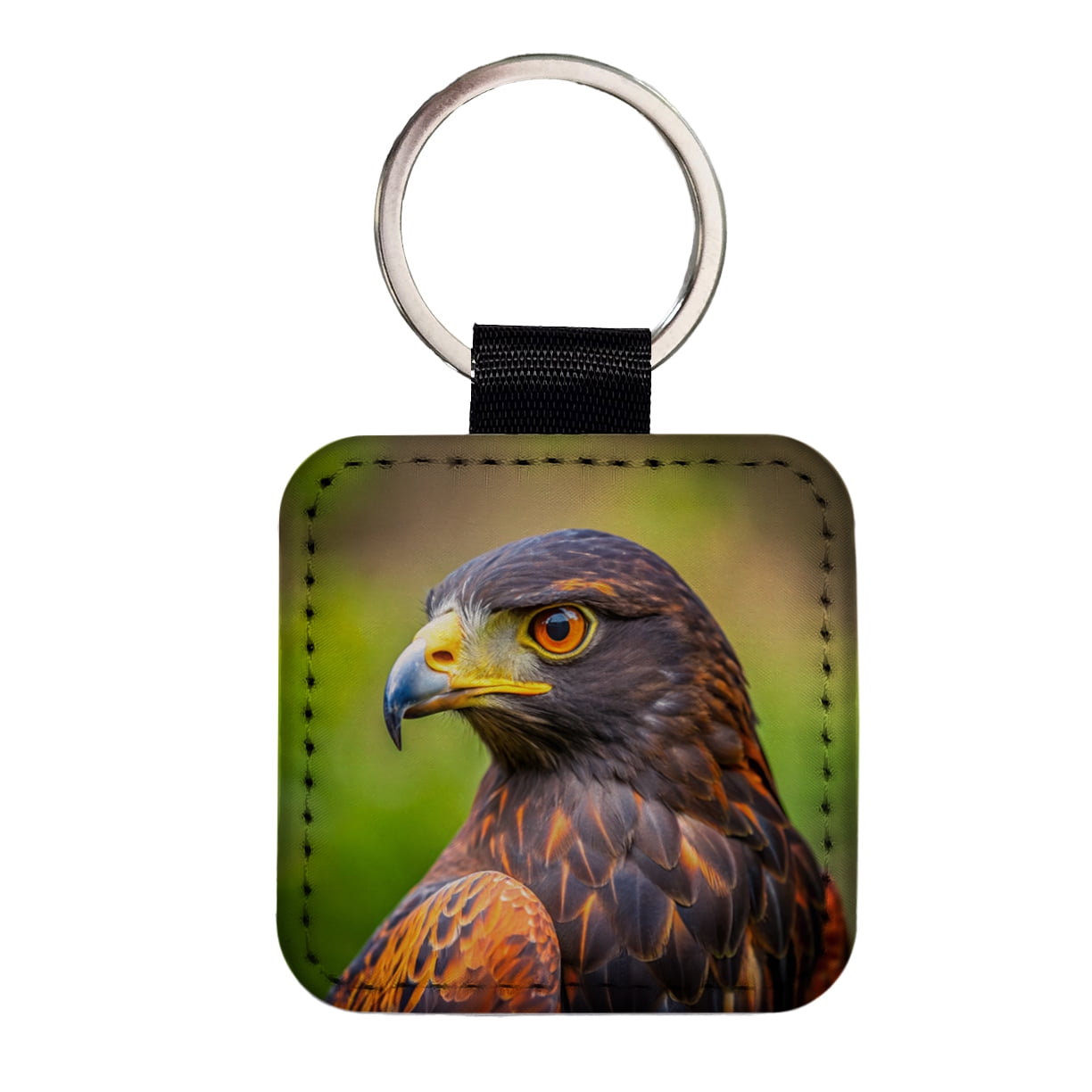 Harris's Hawk Raptor Bird Of Prey Faux Leather Square Keychain ...