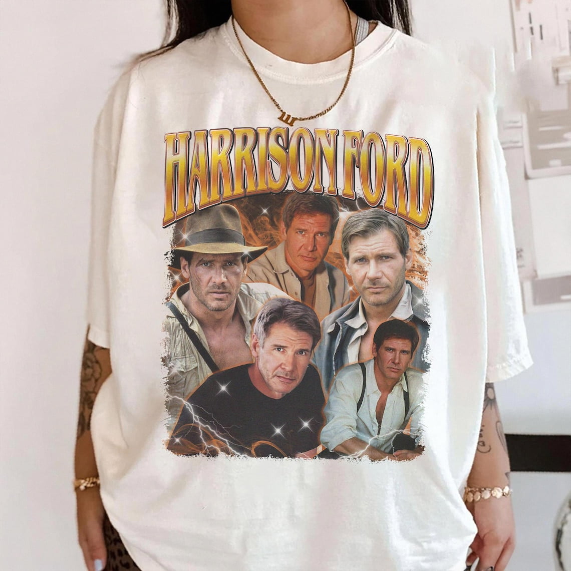 Harrison Ford Vinatage Homage T-Shirt, Harrison Ford Bootleg Rap Tee, Harrison Ford Fan Lover ...