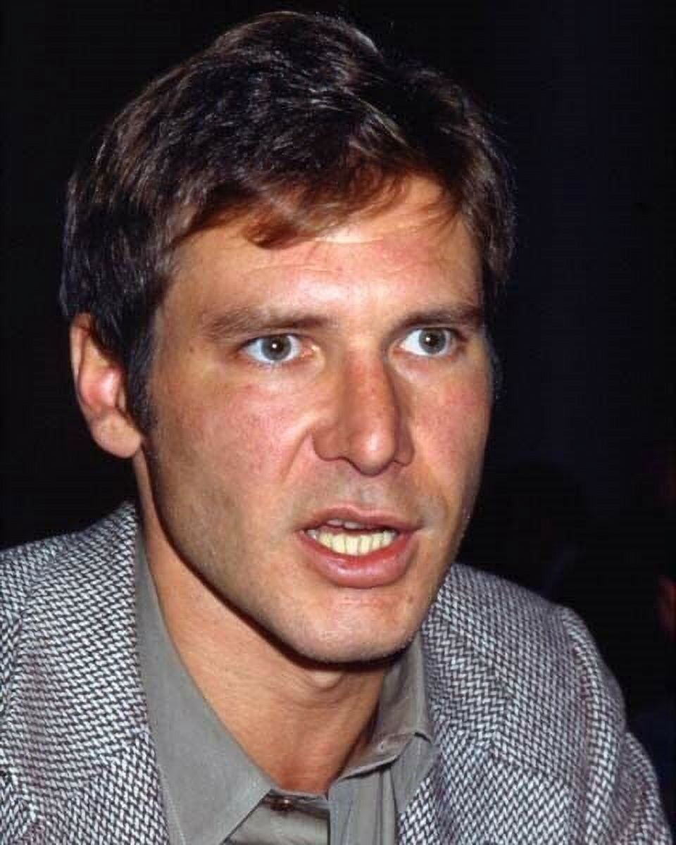 Harrison Ford in open shirt & sports jacket 1970's press conference ...