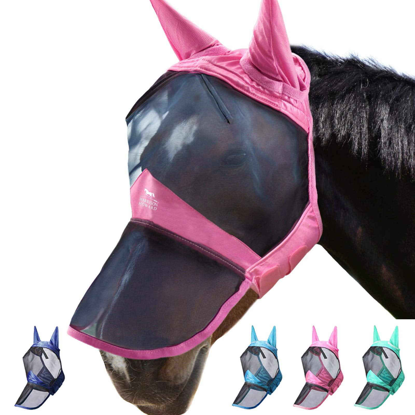 Harrison Howard CareMaster Pro Luminous Horse Fly Mask Long Nose with ...