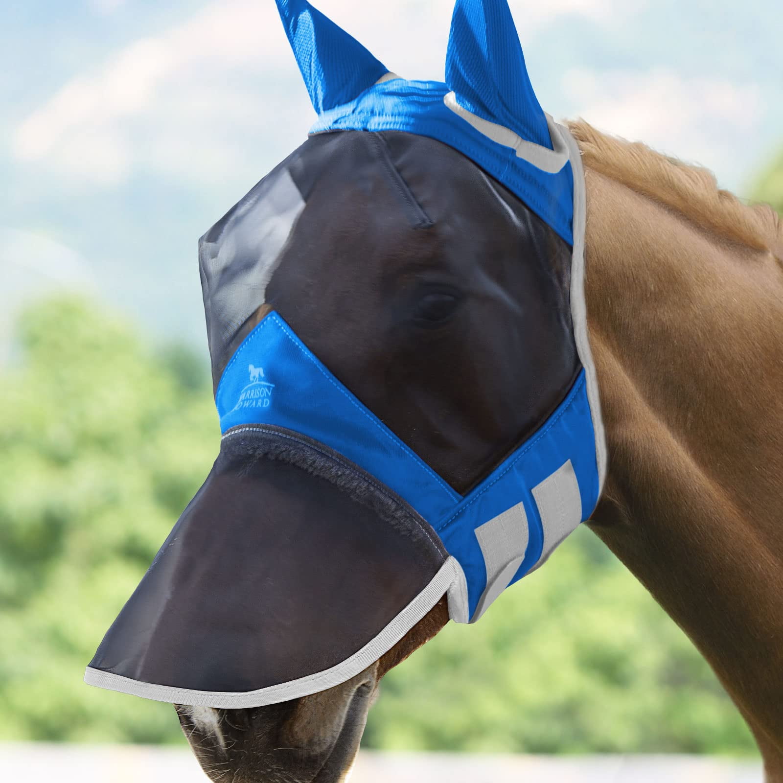 Harrison Howard CareMaster Pro Luminous Horse Fly Mask Long Nose with ...