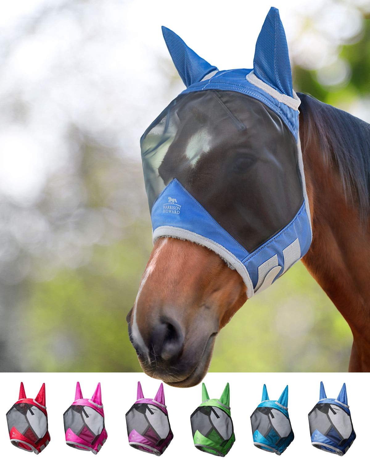 Harrison Howard CareMaster Pro Luminous Horse Fly Mask Standard with ...