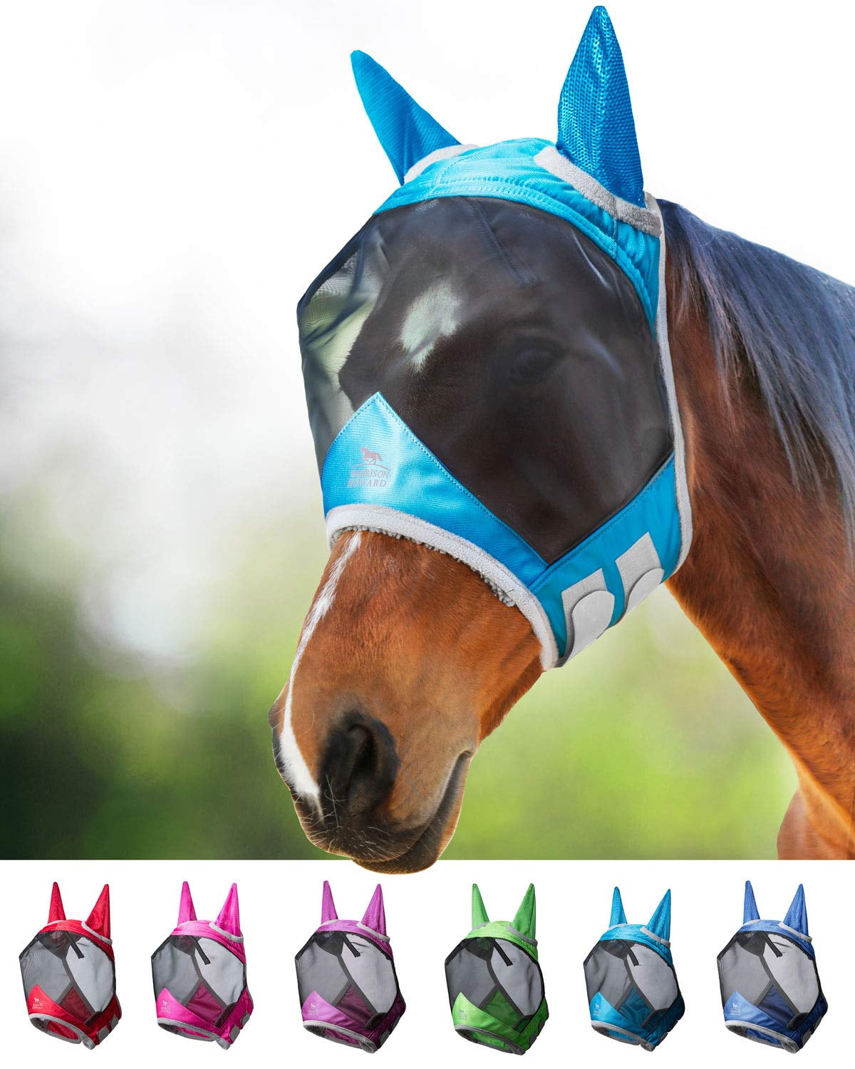 Harrison Howard CareMaster Pro Luminous Horse Fly Mask Standard with ...