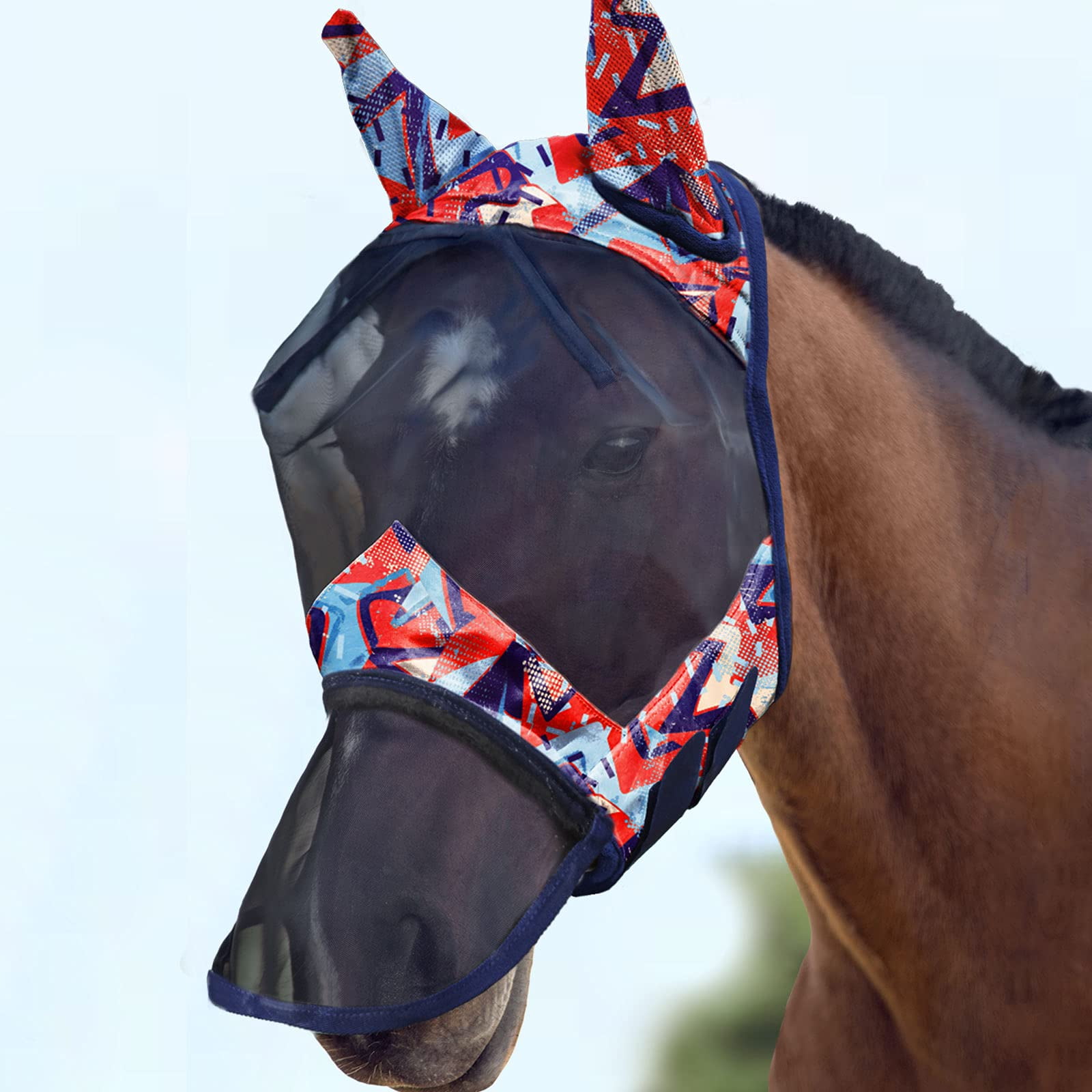 Harrison Howard LumiVista Horse Fly Mask Long Nose with Ears UV ...