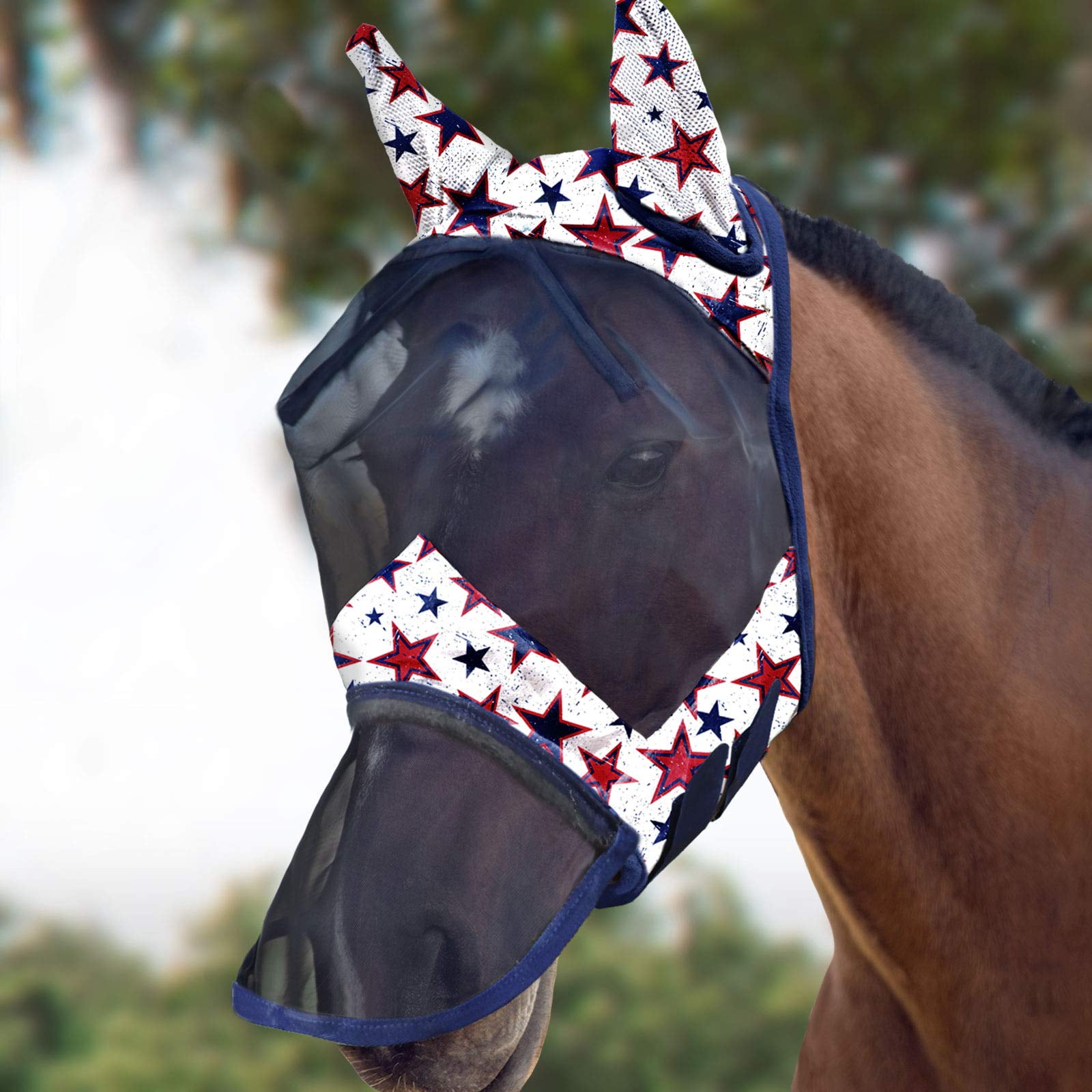 Harrison Howard LumiVista Horse Fly Mask Long Nose with Ears UV ...