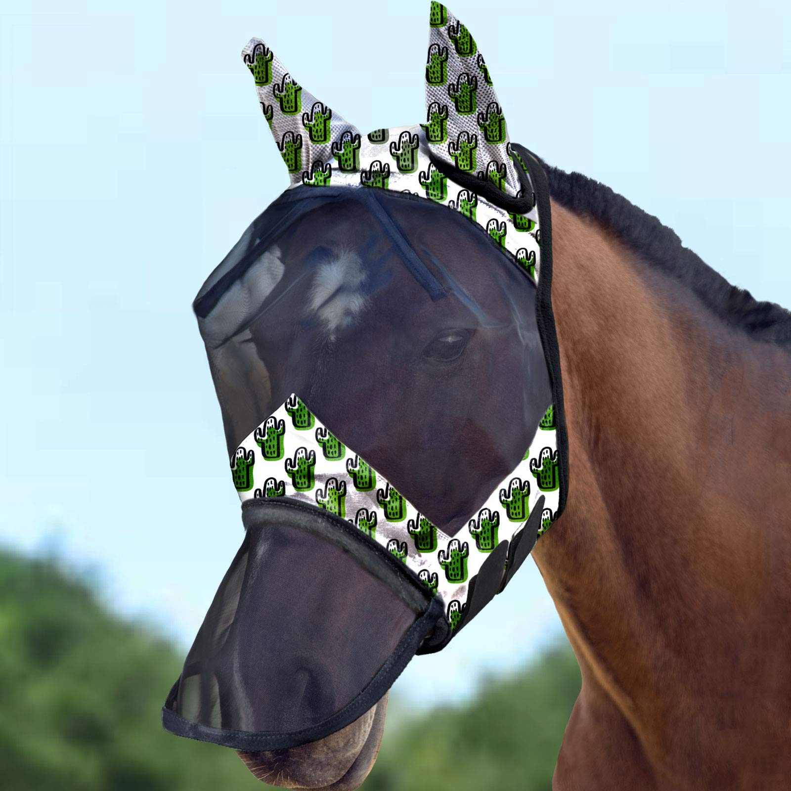 Harrison Howard LumiVista Horse Fly Mask Long Nose with Ears UV ...