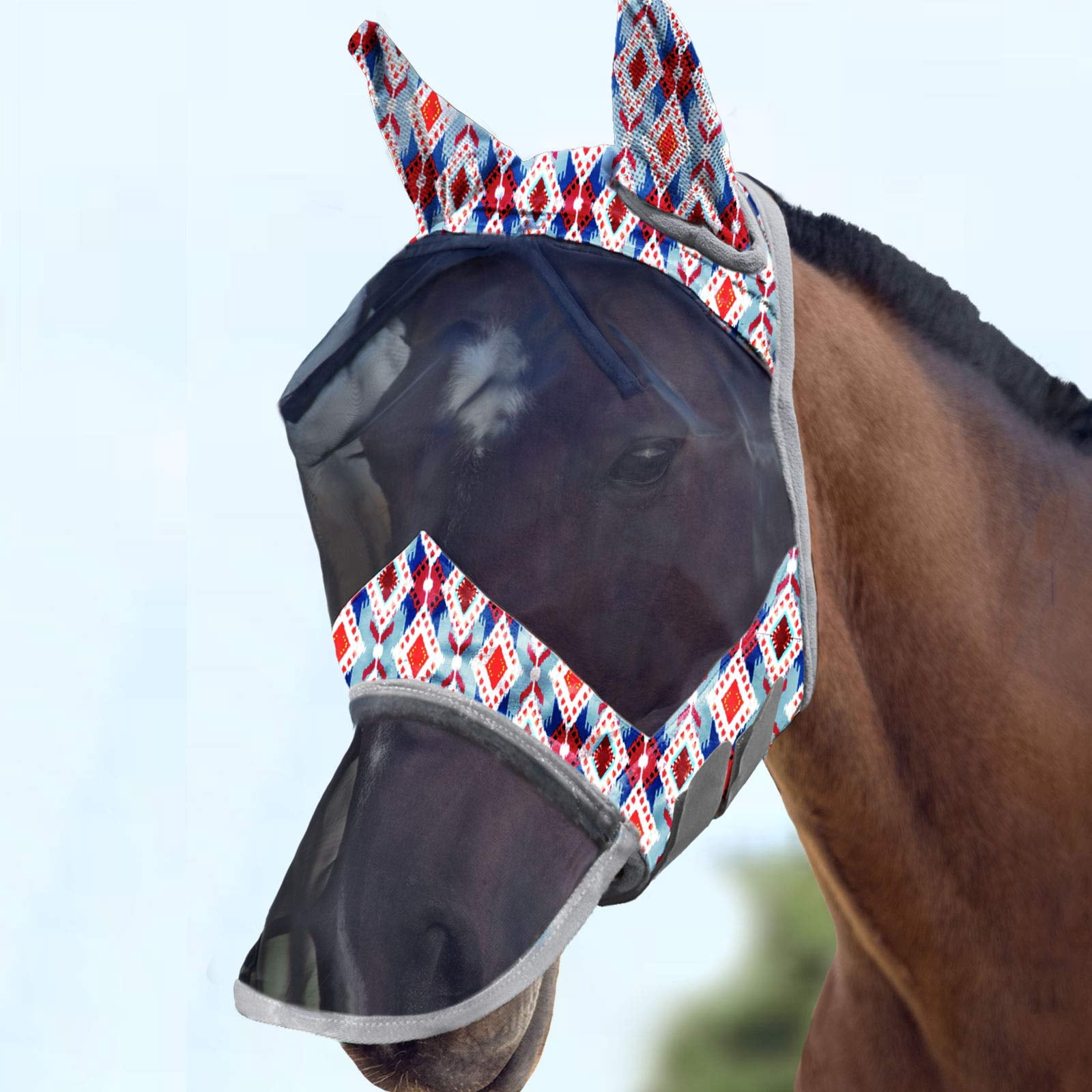 Harrison Howard LumiVista Horse Fly Mask Long Nose with Ears UV ...