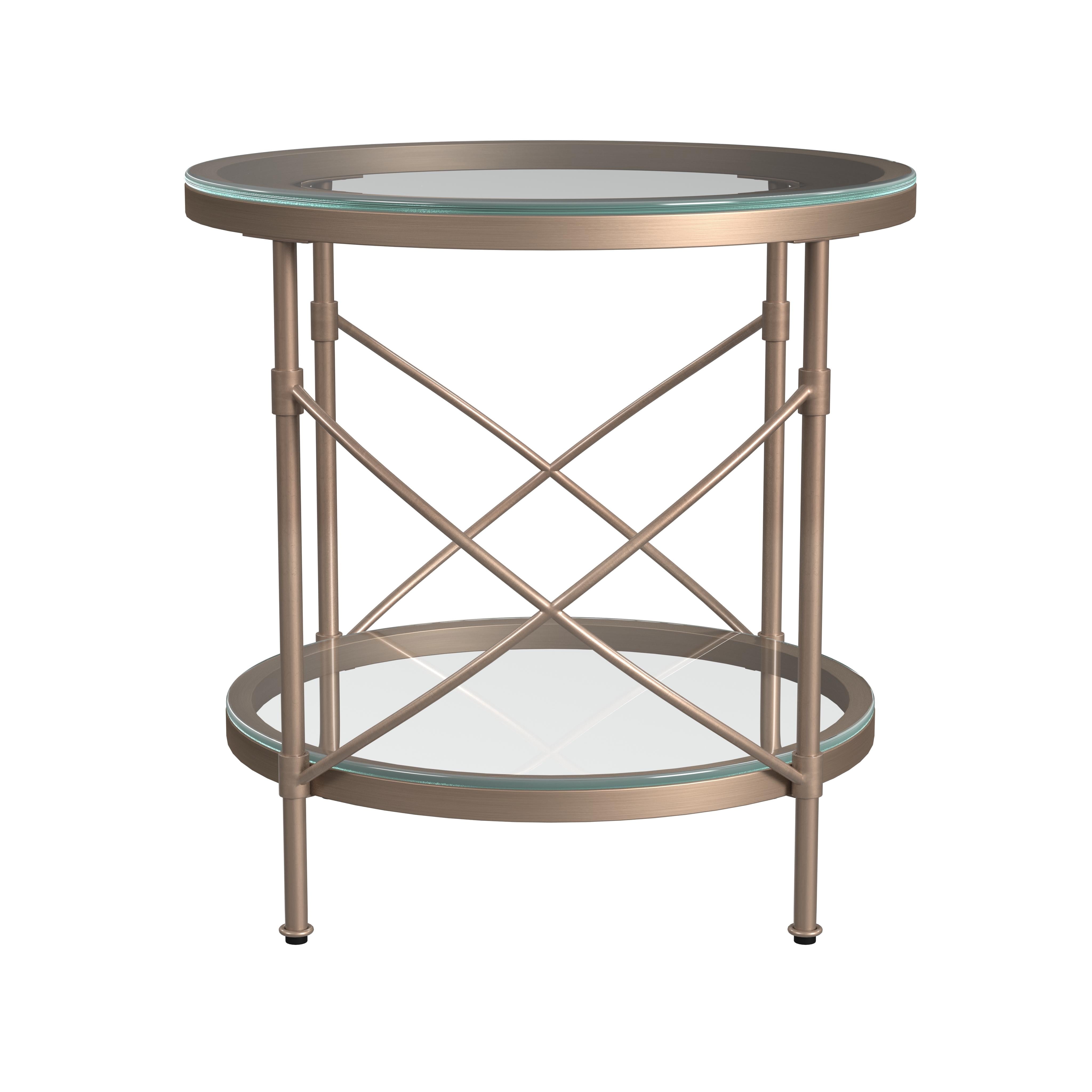 Harrison Round Metal and Glass End Table in Gold - Walmart.com