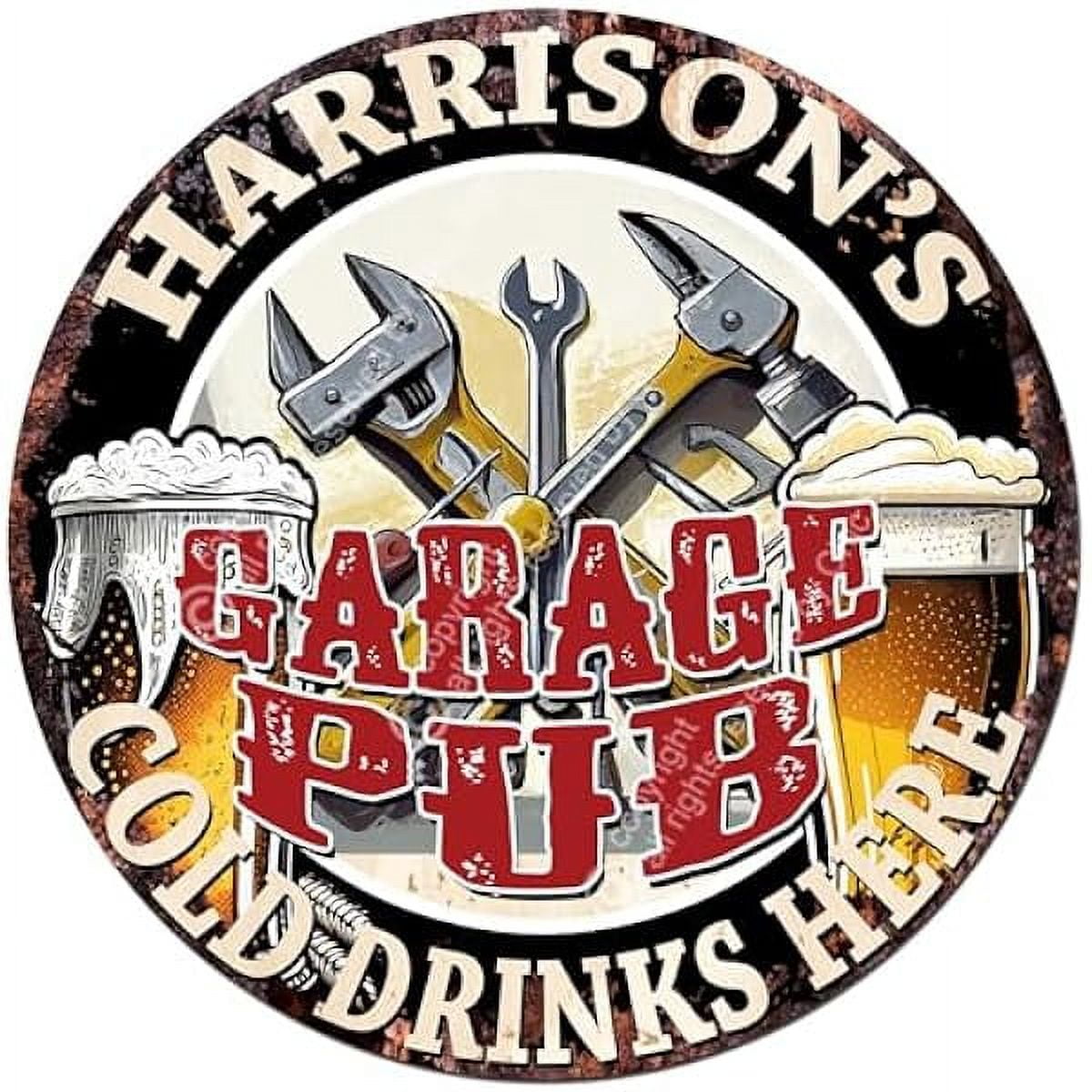 Harrison’S Garage Pub Sign Rustic Shabby Vintage Style Retro Kitchen ...