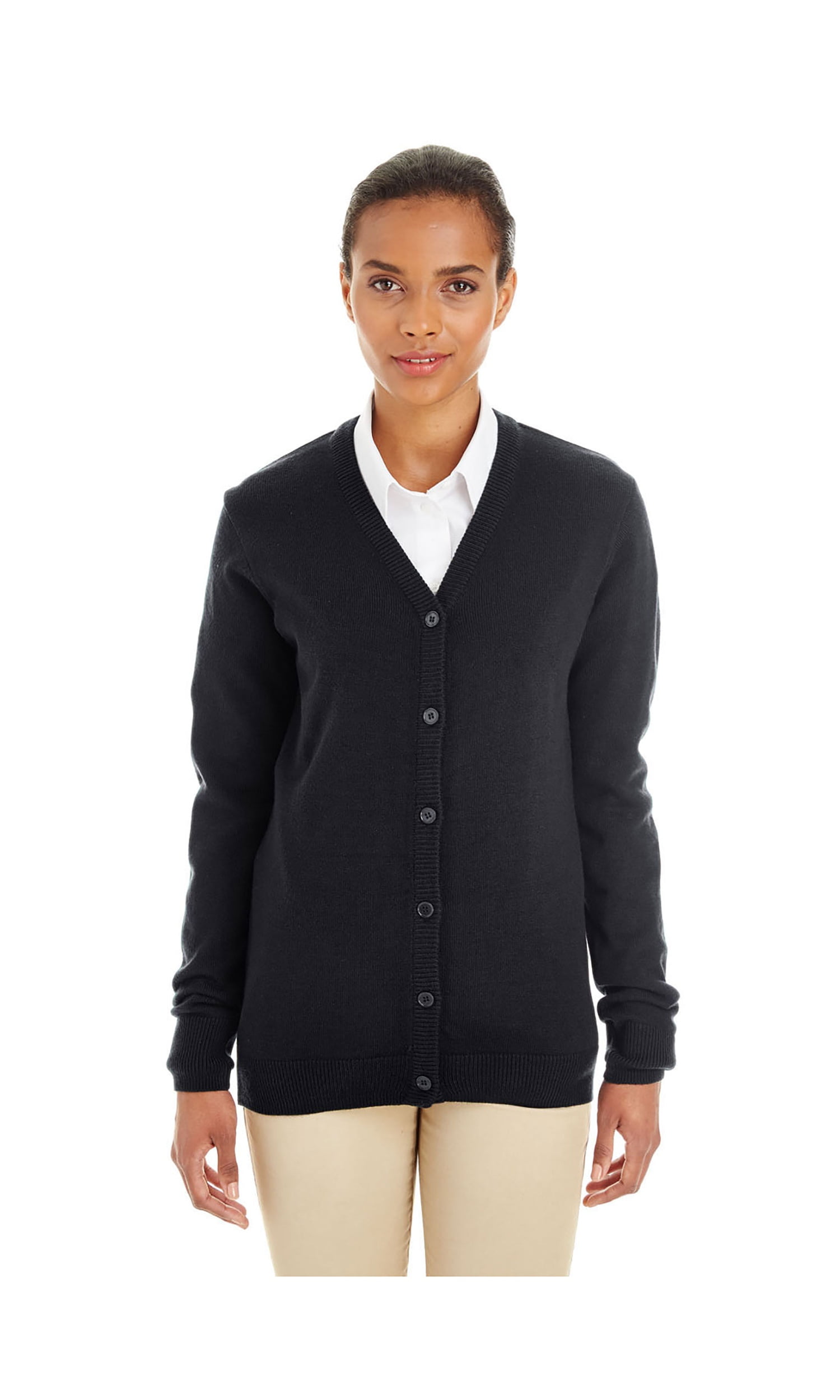 Harriton Ladies' Pilbloc V-Neck Sweater, M425W ,BLACK, XS - Walmart.com