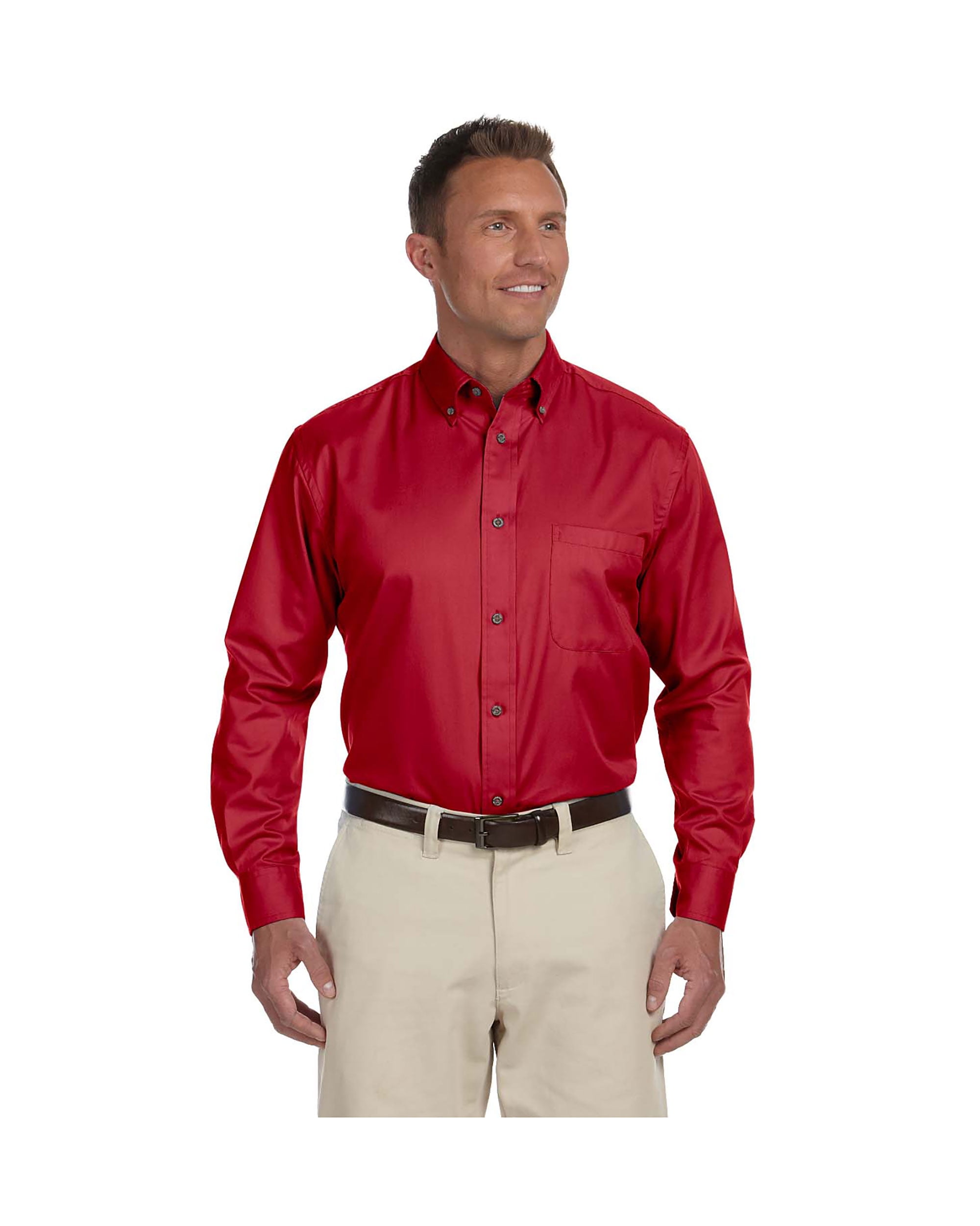 Harriton M500 Easy Blend Long-Sleeve Twill Shirt With Stain Release ...