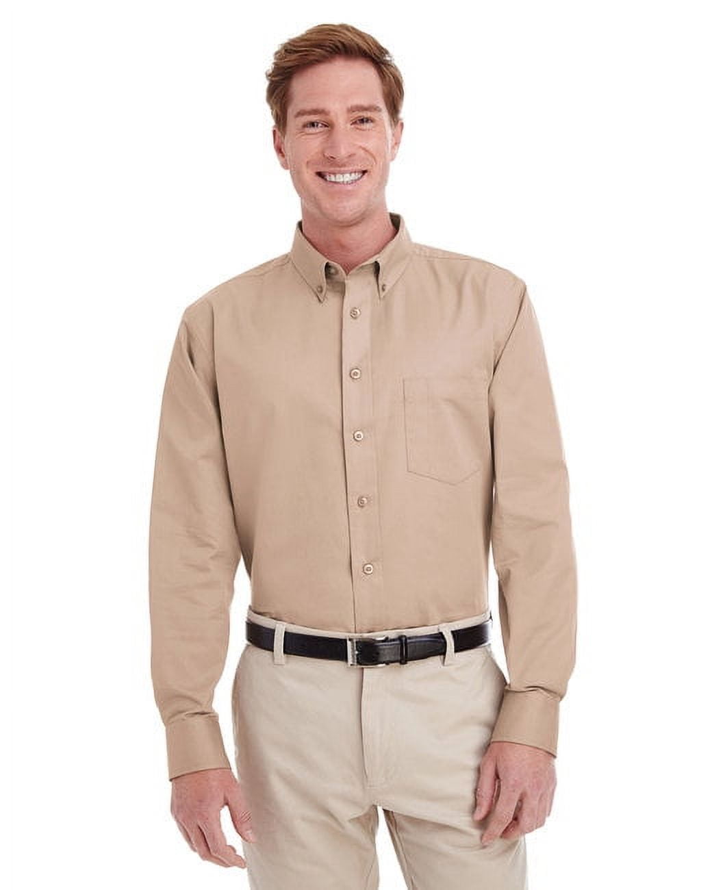 Harriton M581 Men's Foundation 100% Cotton Long-Sleeve Twill Shirt with ...