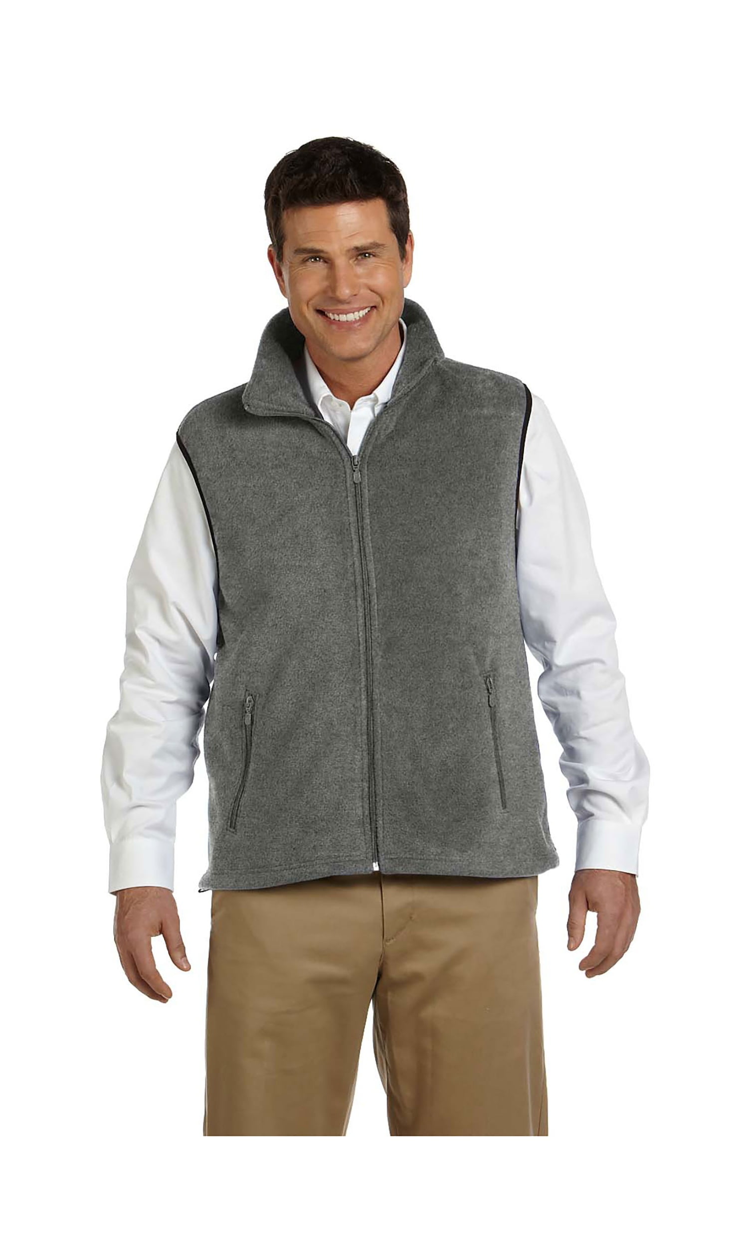 Harriton Men's Midweight Full-Zip Fleece Vest, Style M985 - Walmart.com