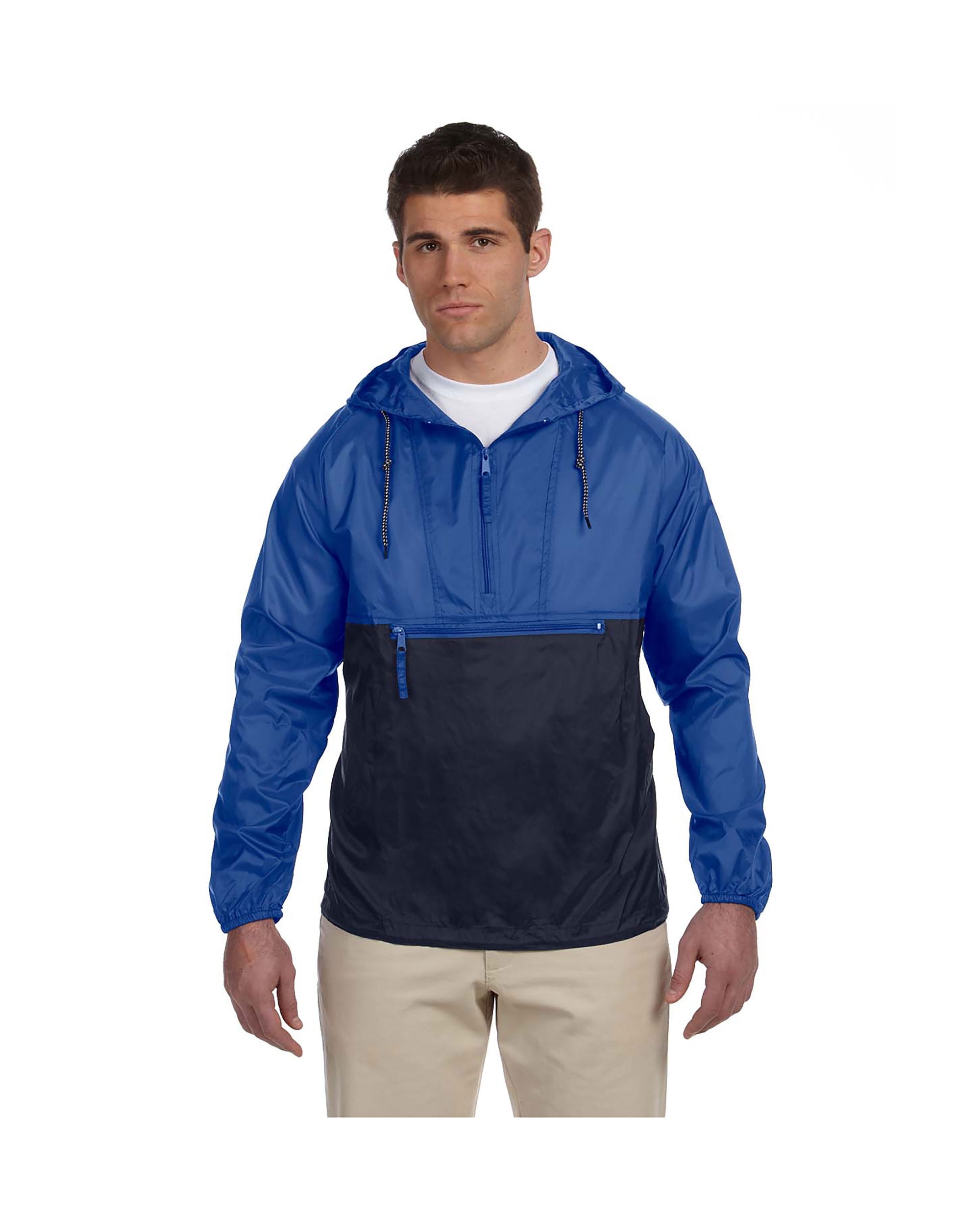 Harriton Men's Nylon Packable Pullover Hooded Jacket, Style M750 ...