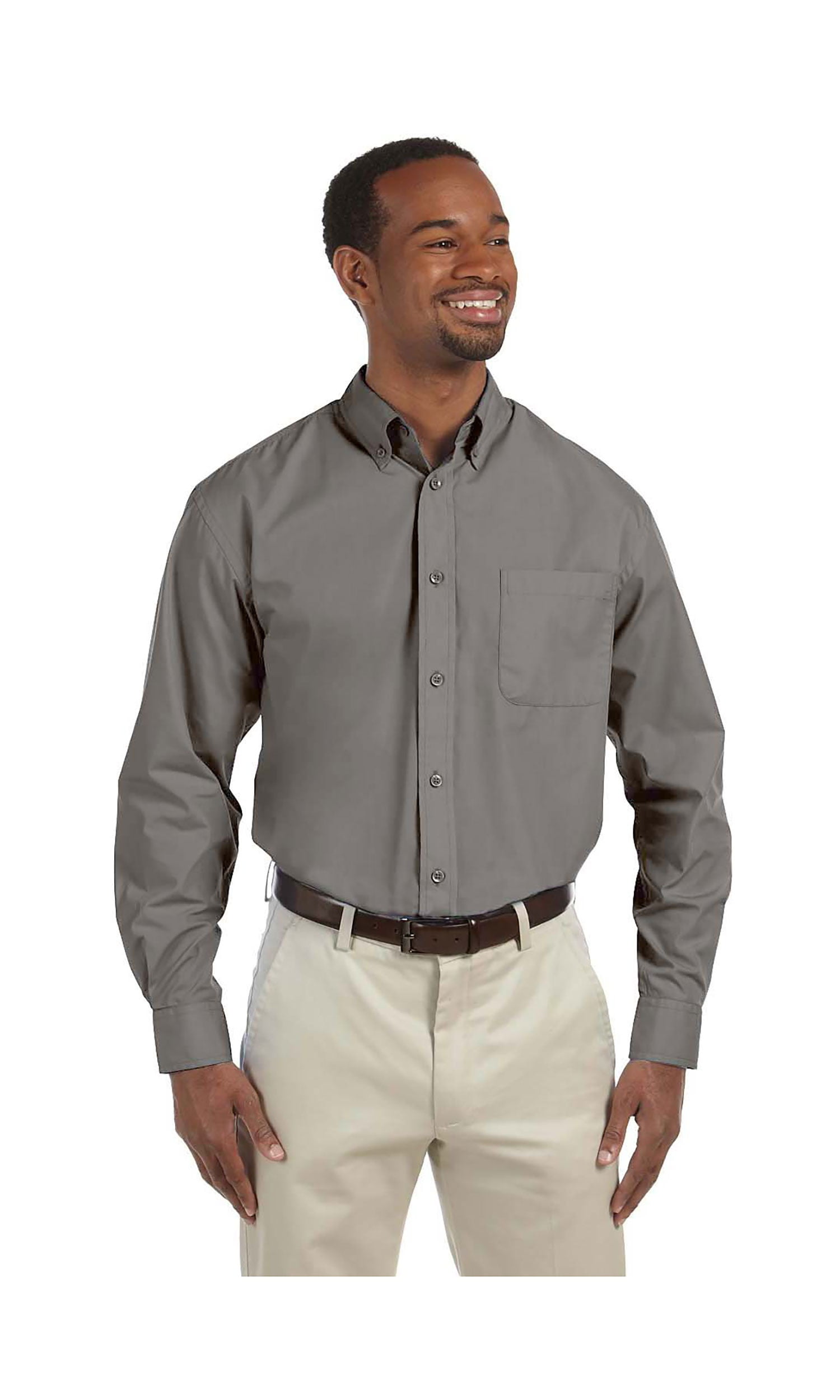 Harriton Men's Value Poplin DTM Buttons Dress Shirt, Style M510 ...