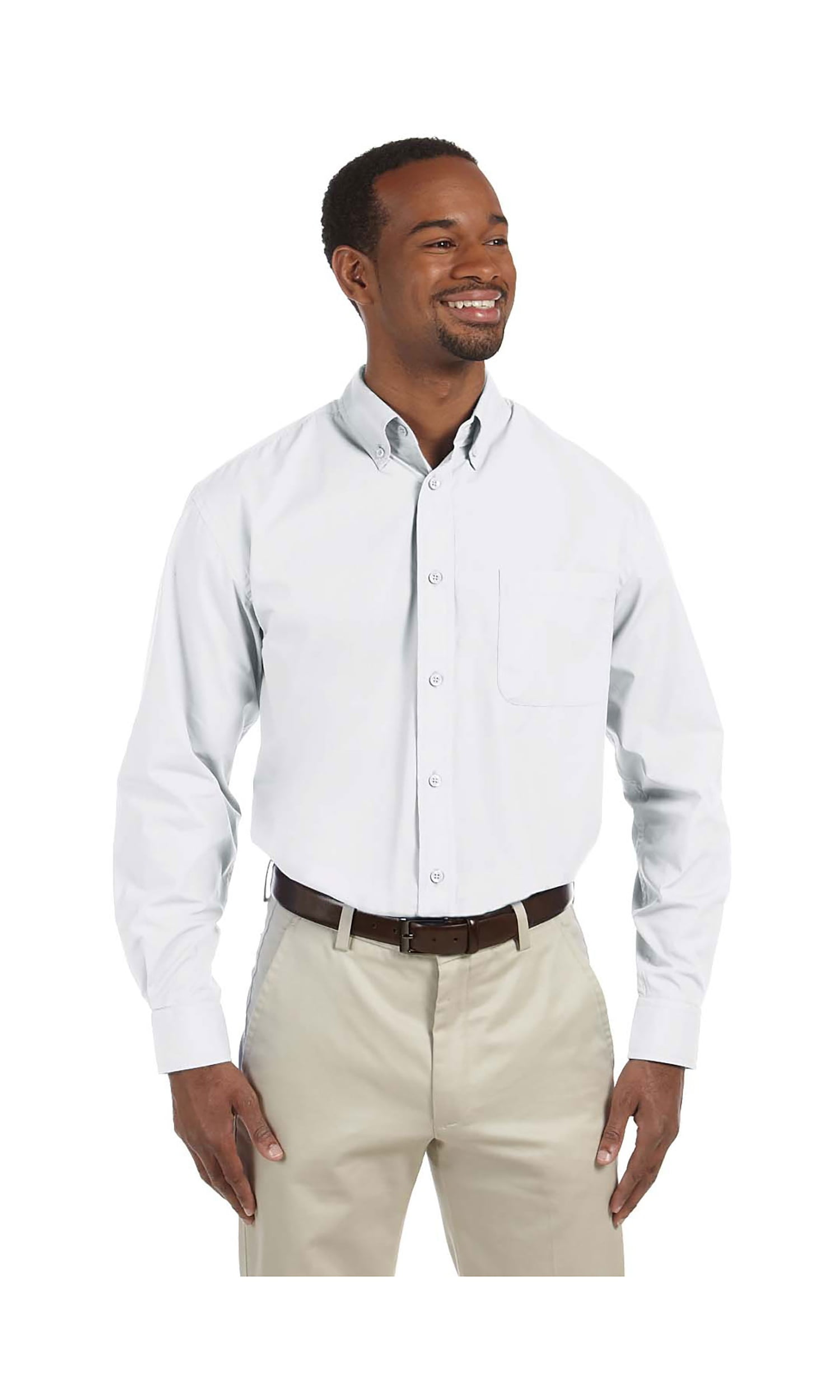 Harriton Men's Value Poplin DTM Buttons Dress Shirt, Style M510 ...