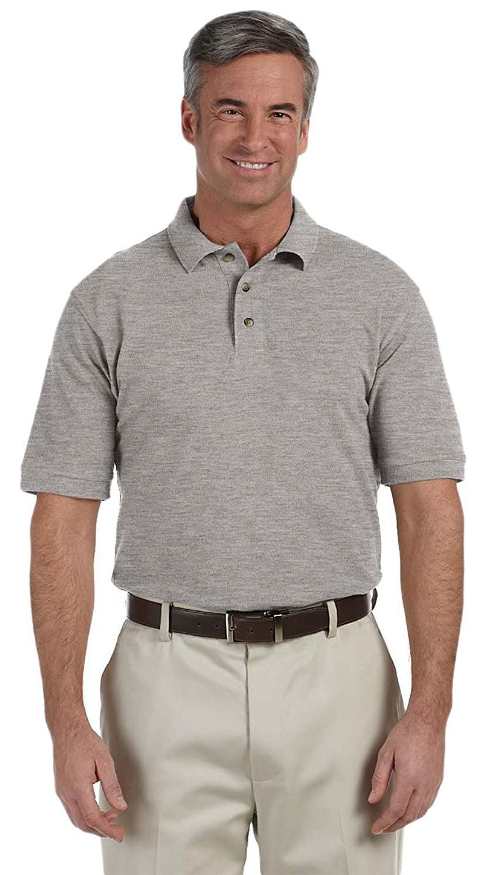 Harriton Tall 6 oz. Ringspun Cotton Pique Short-Sleeve Polo (M200T) Grey Heather, XLT - Walmart.com