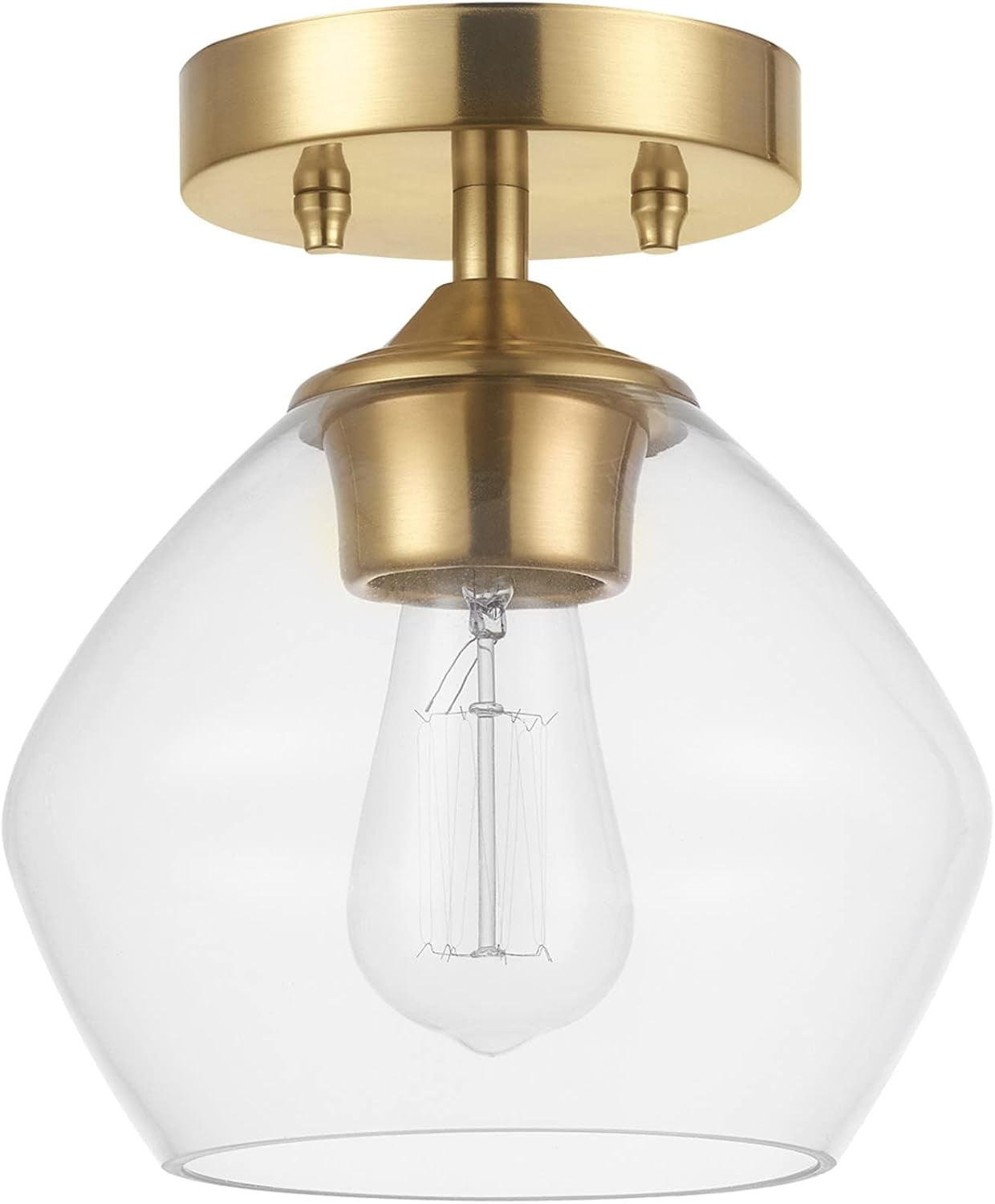 Harrow 1-Light Semi-Flush Mount Ceiling Lighting, Matte Brass with ...