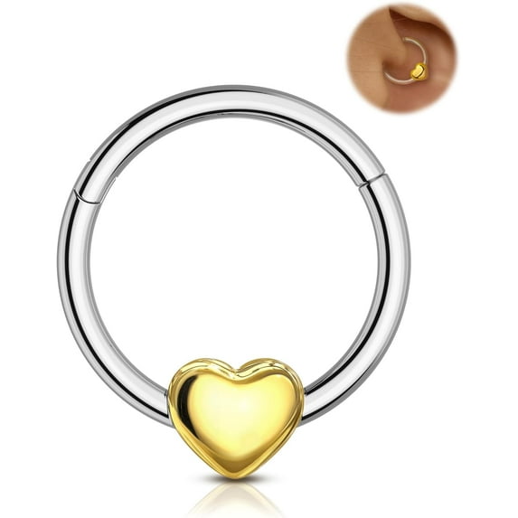 Harrow Heart Septum Rings, 16G Septum Jewelry 8/10MM Helix Rook Daith ...