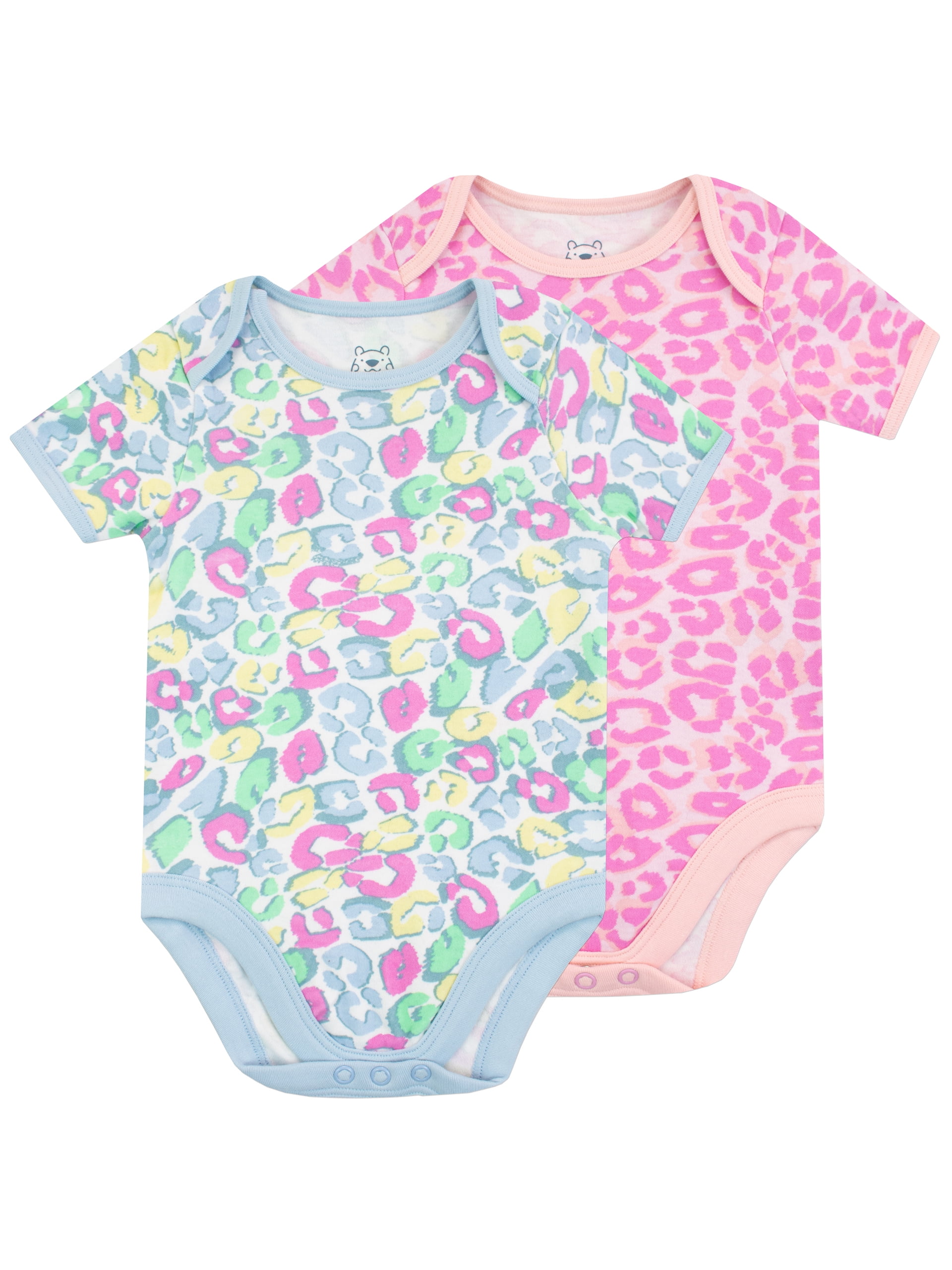 Harry Bear Baby Animal Print Short Sleeve Bodysuit 2-Pack Sizes 3-18 ...