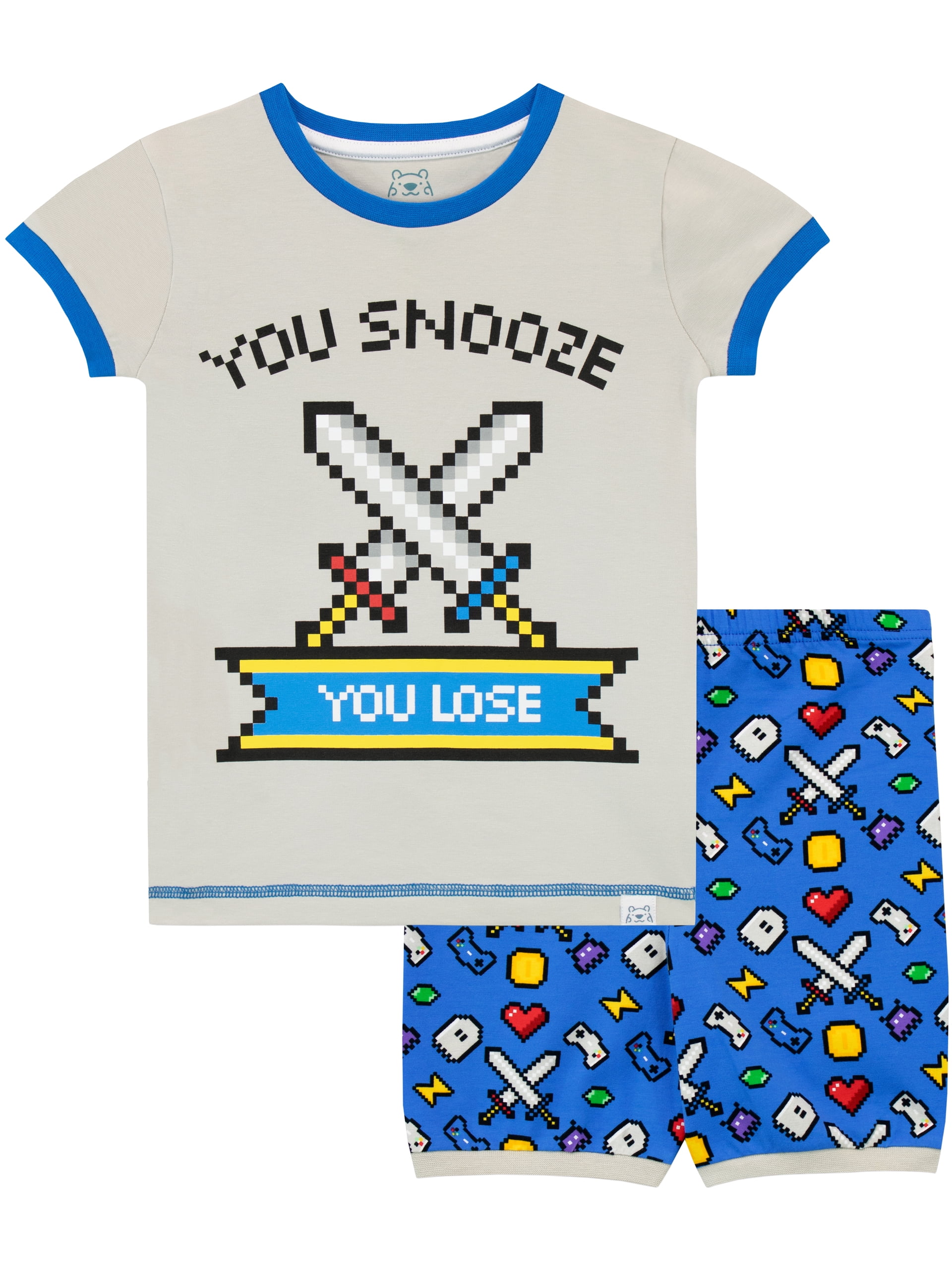 Harry Bear Boys Gaming Snooze Lose Short Sleeve Pajamas Sizes 6-12 ...