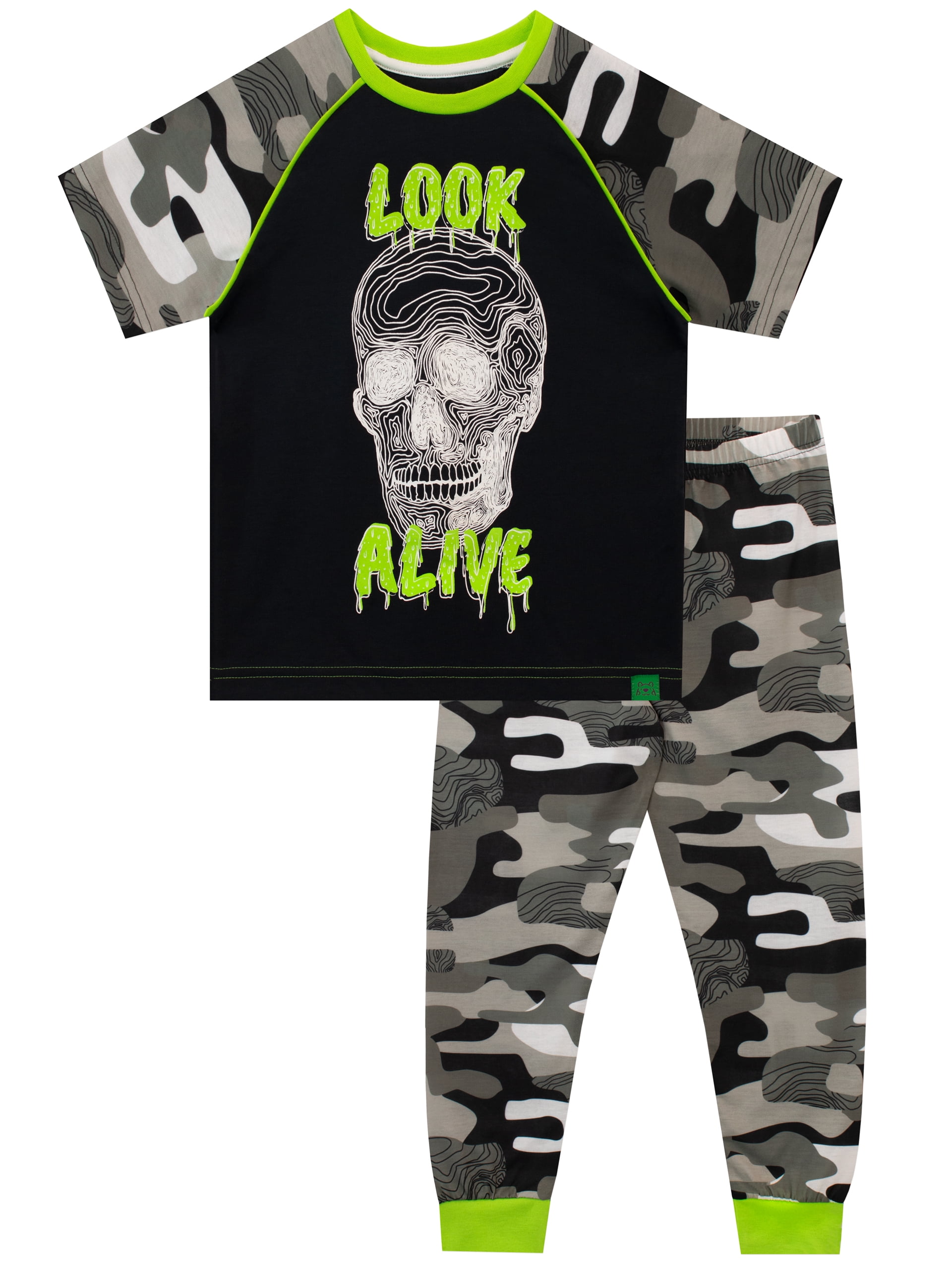Harry Bear Boys Look Alive Skull Short Sleeve Pajamas Sizes 6-12 ...