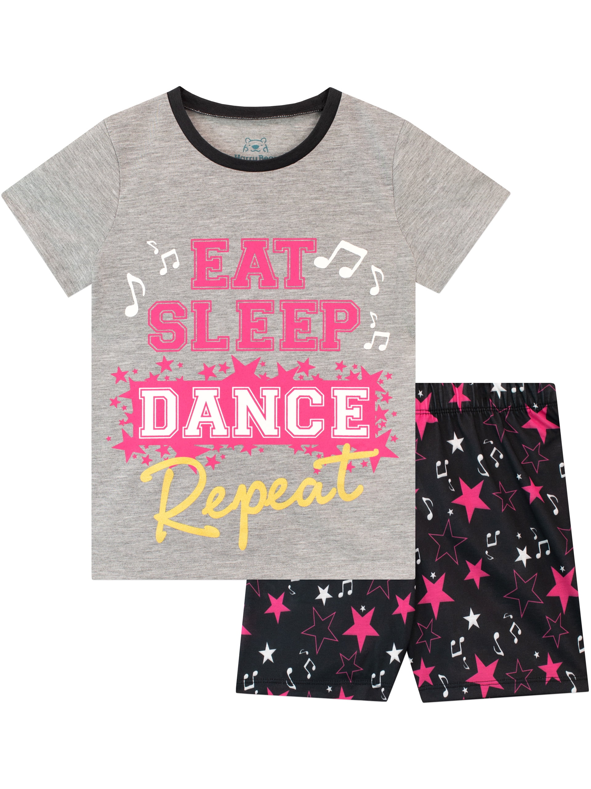 Harry Bear Girls Eat Sleep Dance Short Sleeve Pajamas Sizes 6-14 ...