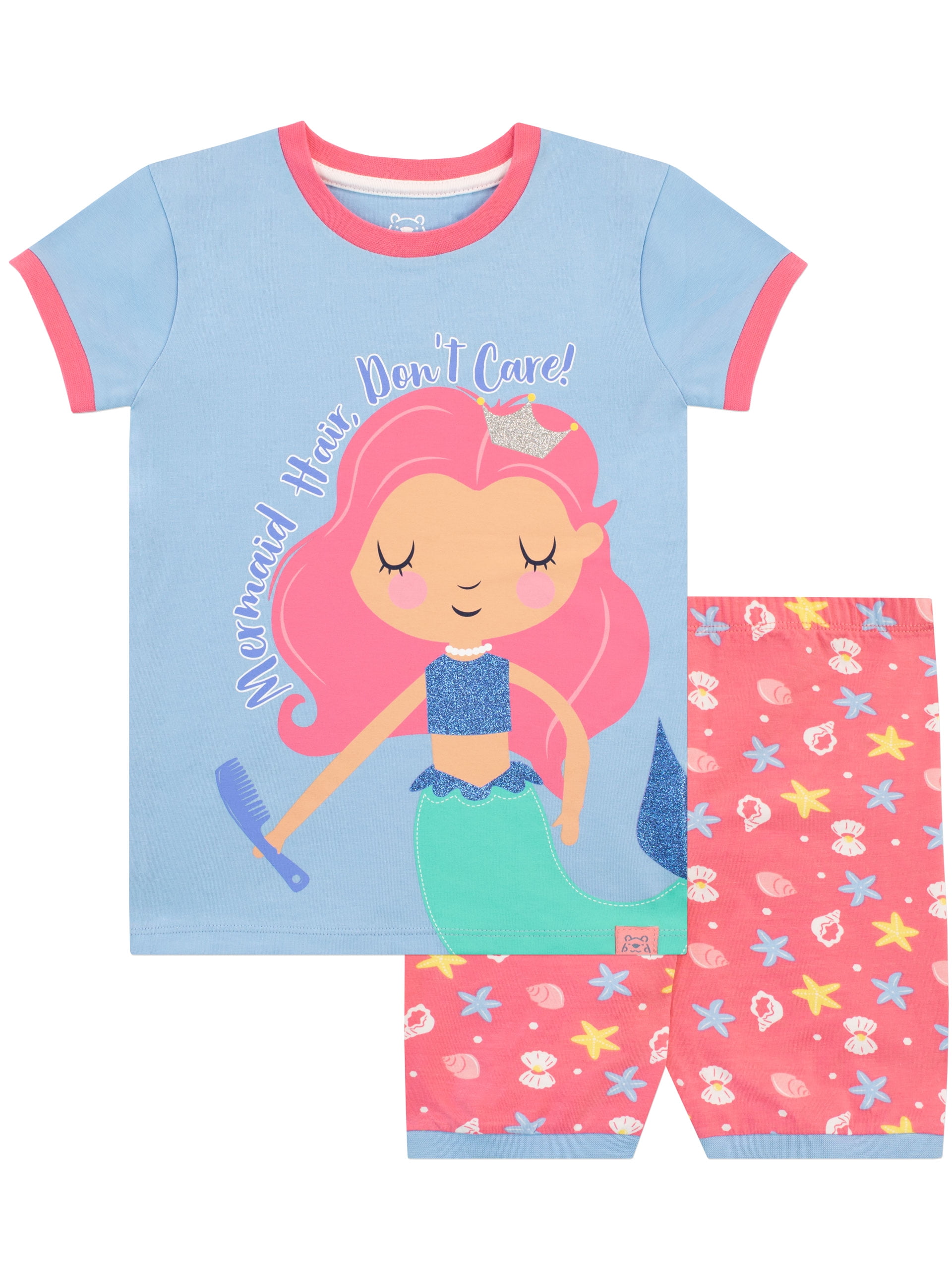 Harry Bear Girls Mermaid Hair Don’t Care Short Sleeve Pajamas Sizes 4 ...