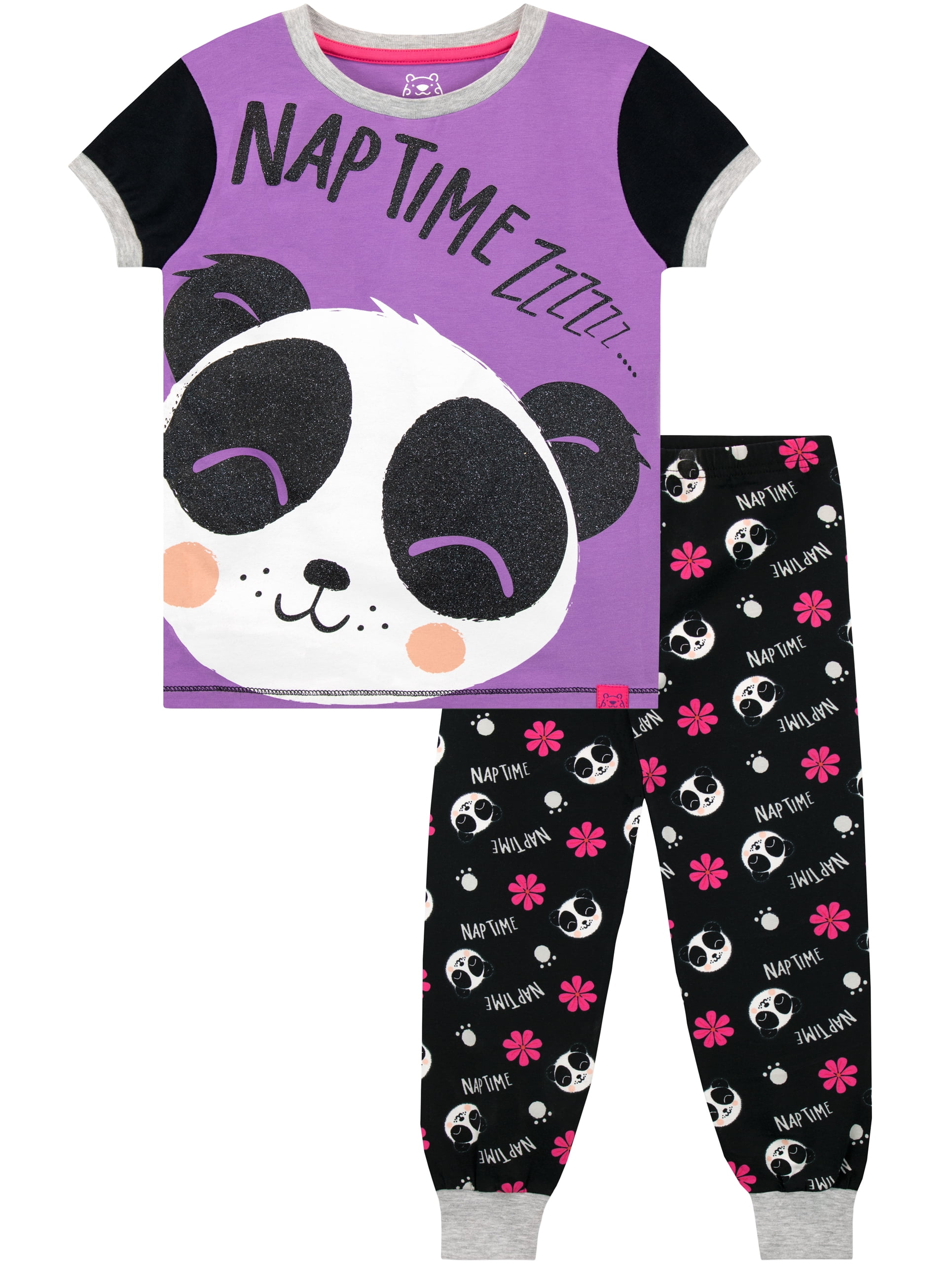 Harry Bear Girls Panda Naptime Short Sleeve Pajamas Sizes 7-14 ...