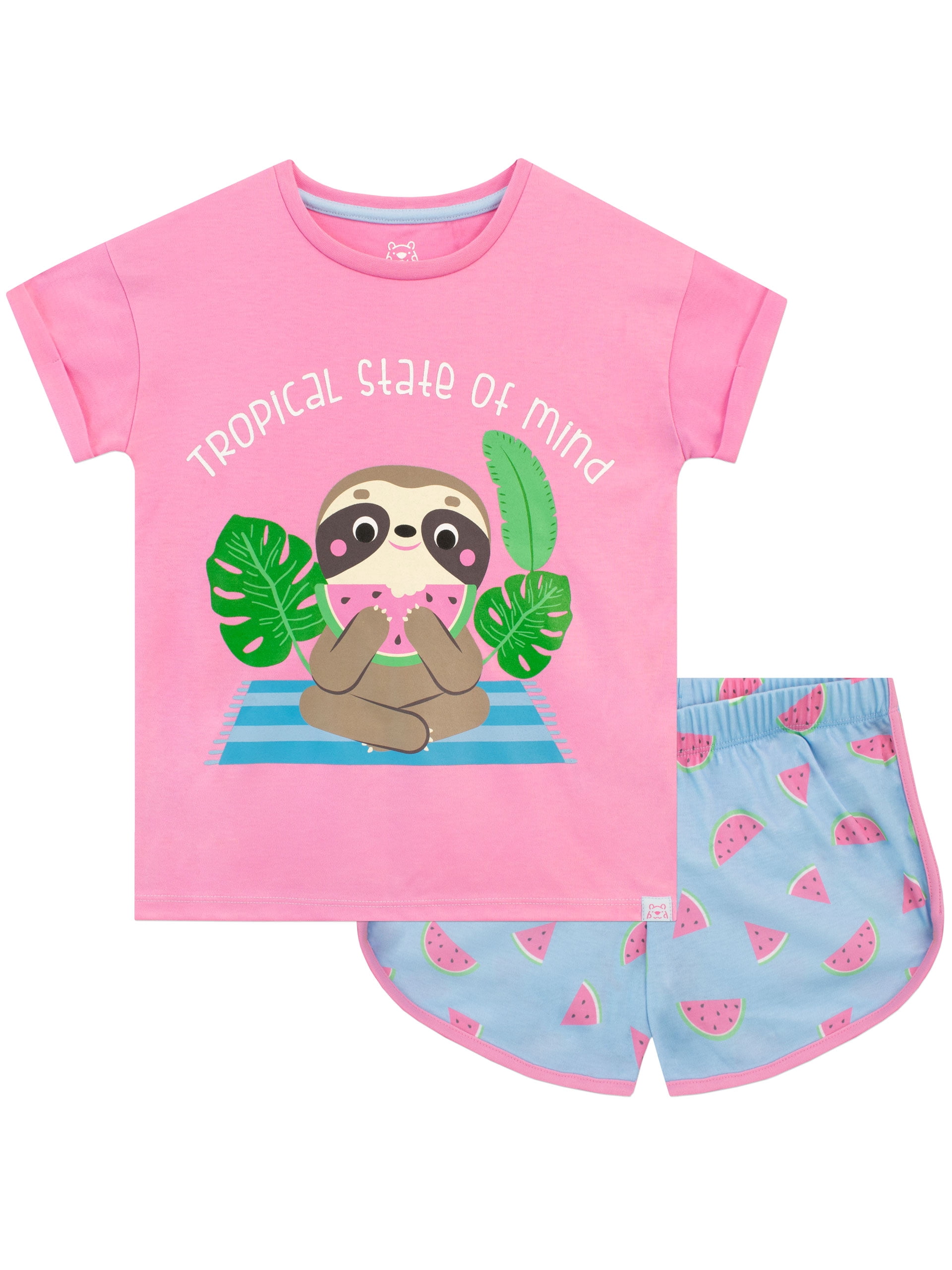 Harry Bear Kids Animal PJs - Girls Sloth Watermelon Short Sleeve ...