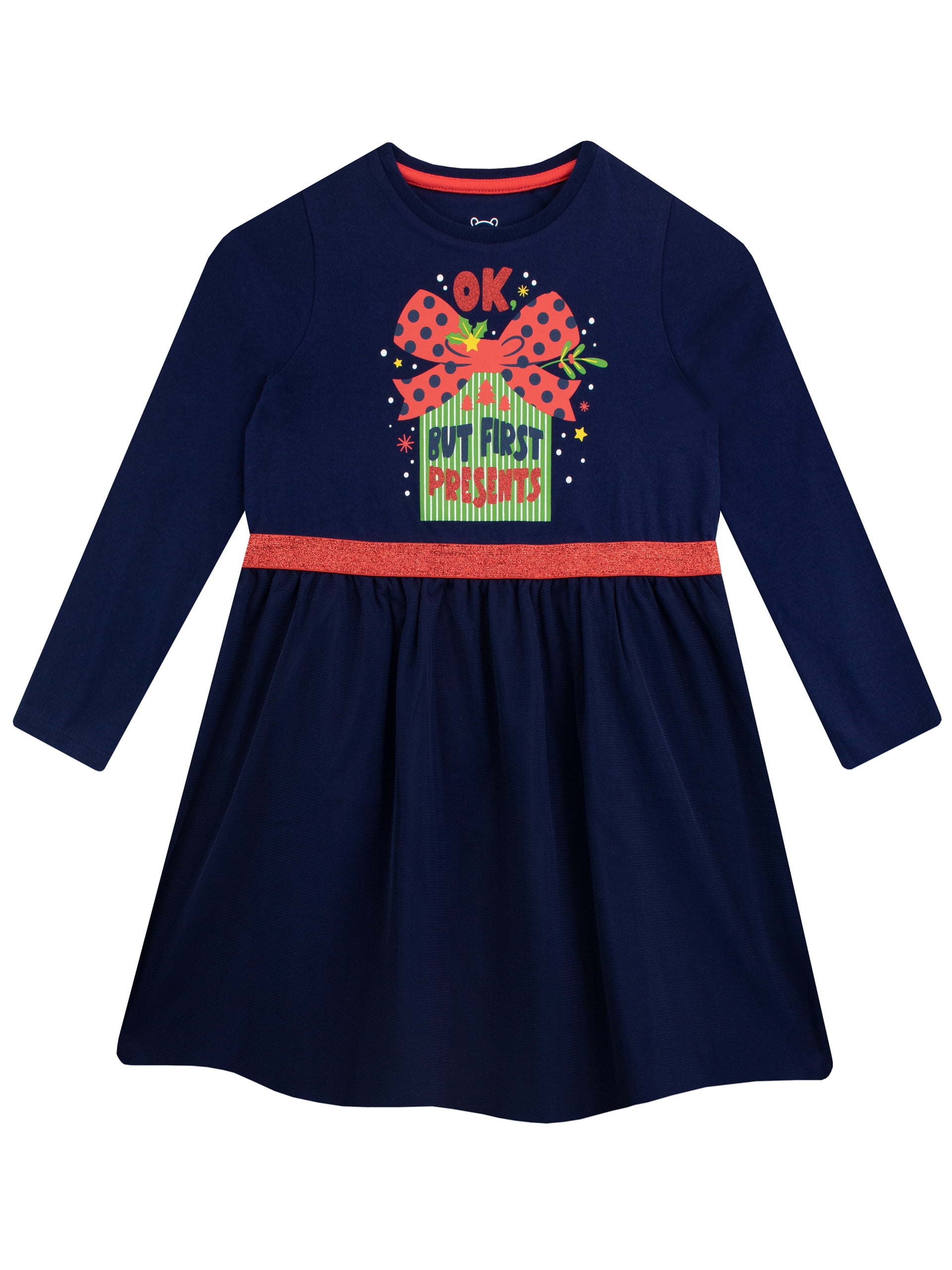 Harry Bear Girs Christmas Party Long Sleeve Dress Sizes 2T-8 - Walmart.com