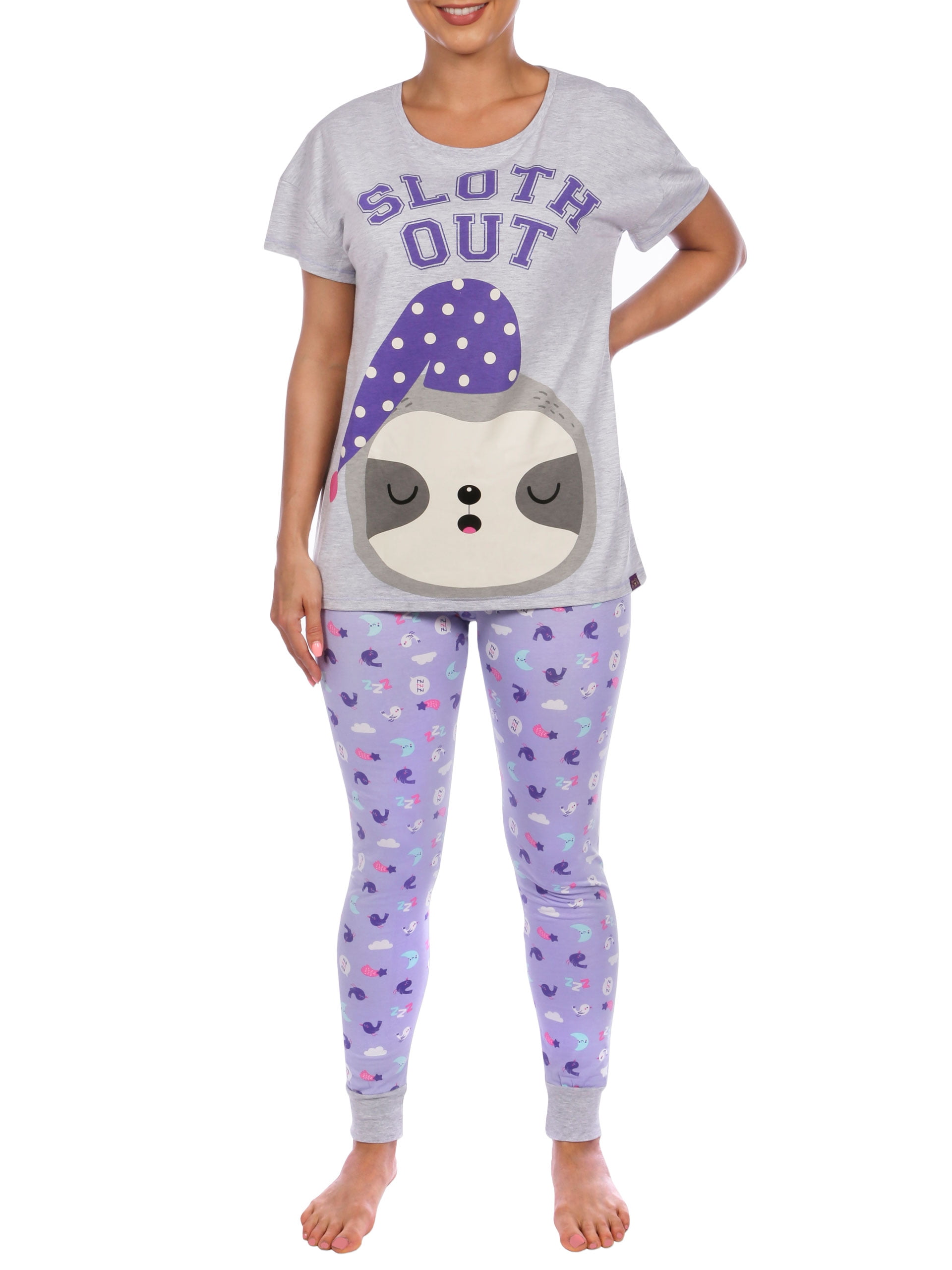 Harry Bear Womenns Sloth Sleeve Pajamas Sizes XS-XL - Walmart.com