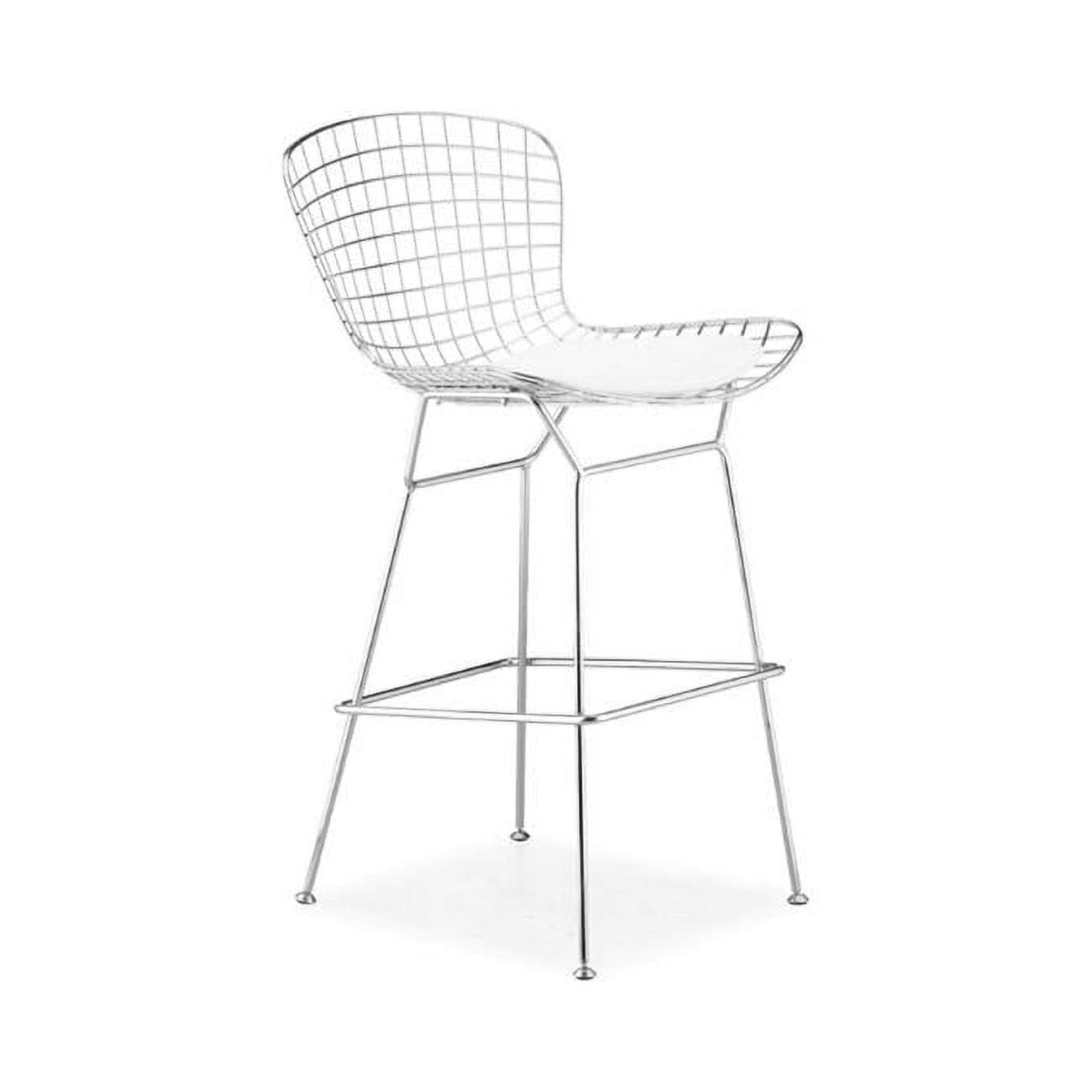 Harry Bertoia Bar Stool Chromed Wire Frame Bar Height Stool, White ...