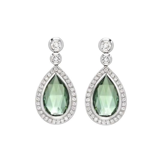 Harry Chad Enterprises 42421 15.66 CT Green Tourmaline Diamond Drop ...