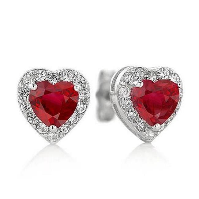 Harry Chad Enterprises 51935 6 CT Heart Ruby with Diamonds Halo Stud ...