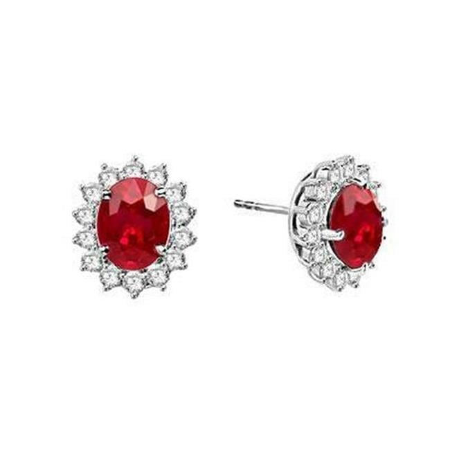 Harry Chad Enterprises 59491 4.30 CT Red Ruby with Diamonds Stud ...