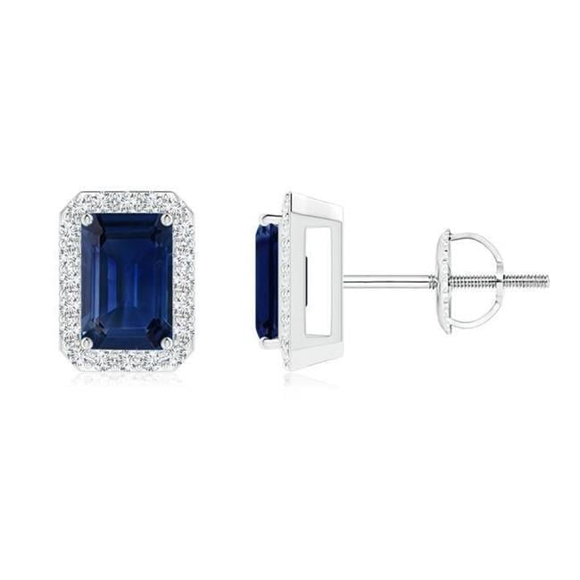 Harry Chad Enterprises 60856 2.44 CT Ceylon Blue Sapphire Diamond Stud ...