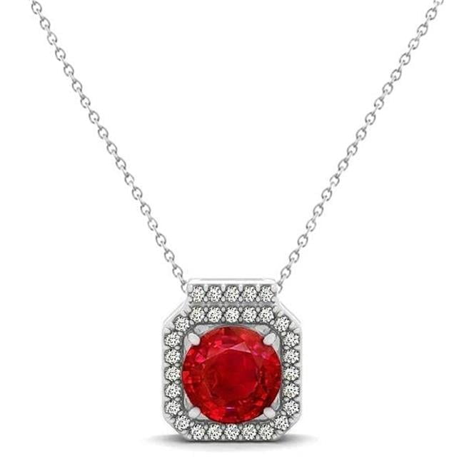 Harry Chad Enterprises 62147 4.00 CT Red Ruby with Diamonds Pendant ...