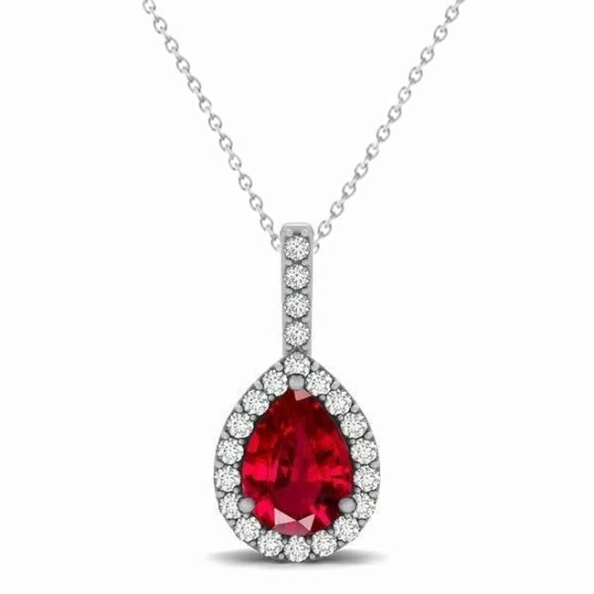 Harry Chad Enterprises 62148 3.25 CT Pear Ruby with Diamonds Pendant ...