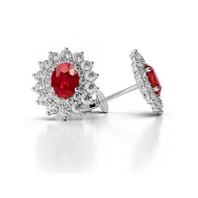 Harry Chad Enterprises 62219 Flower Style 6 CT Red Ruby with Diamonds ...