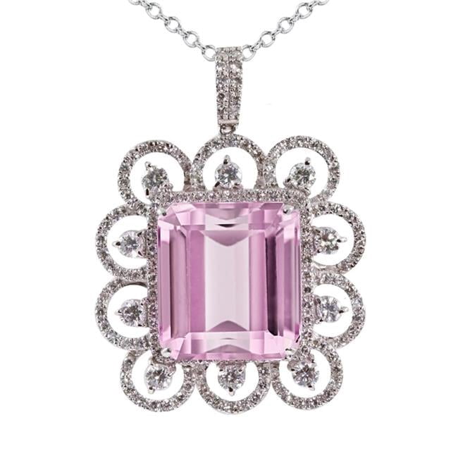 Harry Chad Enterprises 63053 22 CT Pink Emerald Cut Kunzite with ...