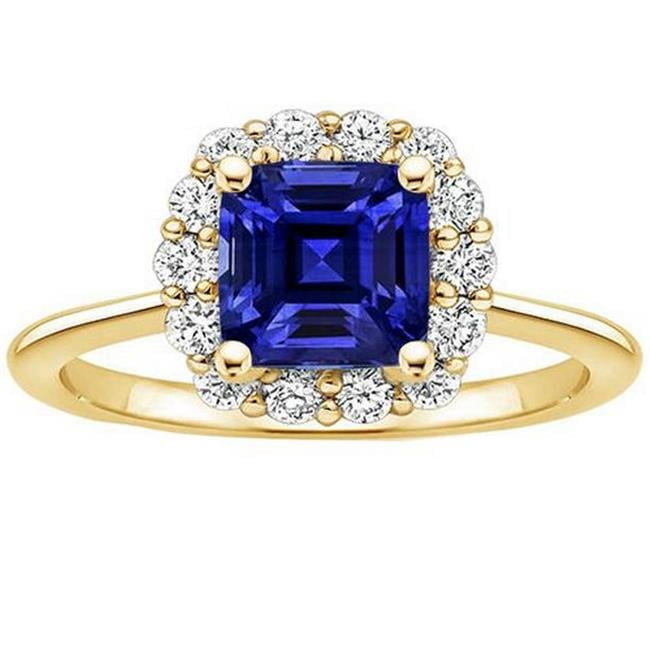 Harry Chad Enterprises 65713 3.25 CT Yellow Gold Diamond Halo Ceylon ...