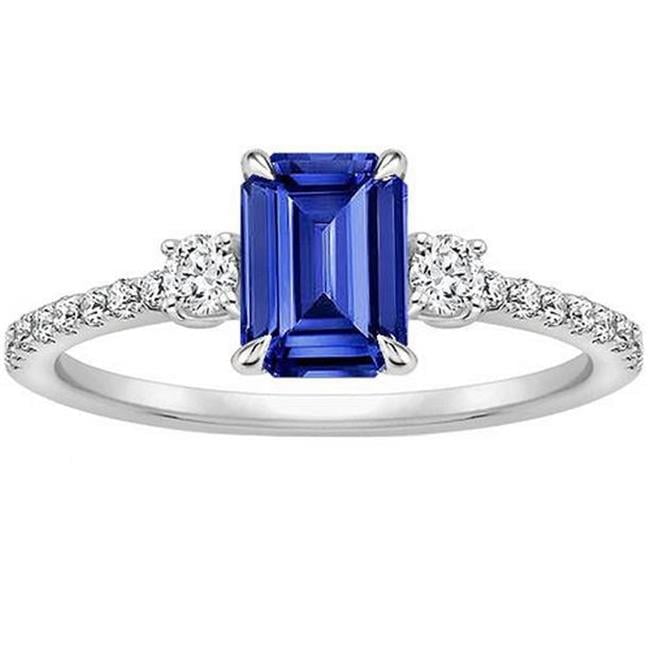 Harry Chad Enterprises 66223 4.25 CT 3 Stone Accented Ceylon Sapphire ...