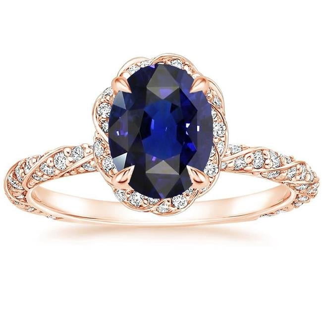 Harry Chad Enterprises 66660 3.50 CT Halo Rose Gold Twist Style Ceylon ...
