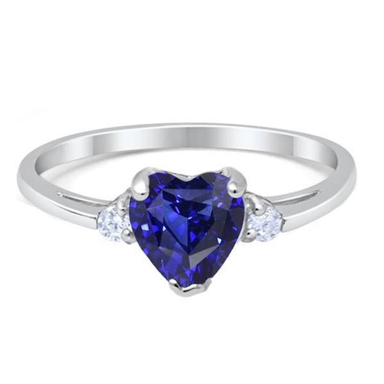 Harry Chad Enterprises 67598 2 CT Gold Three Stone Heart Deep Blue ...