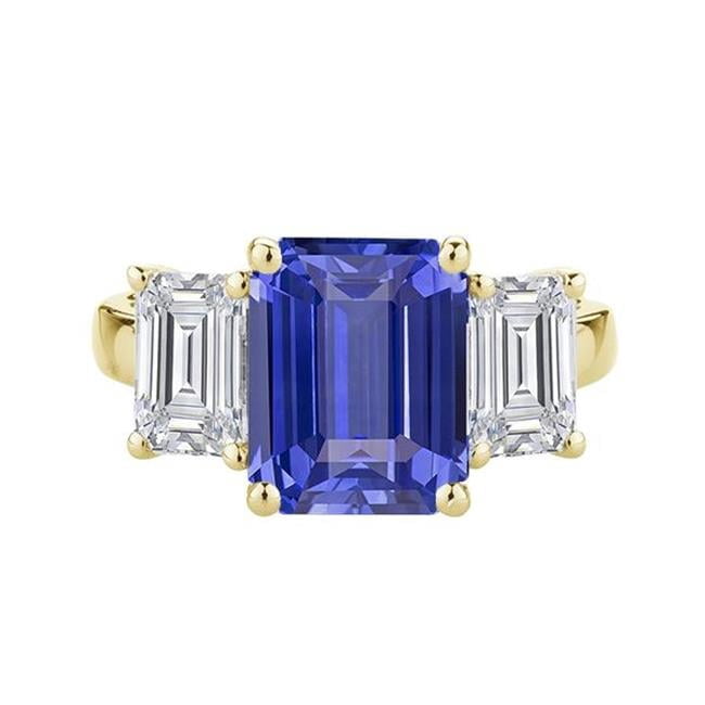 Harry Chad Enterprises 67640 3.50 CT Three Stone Emerald Ceylon 14K ...