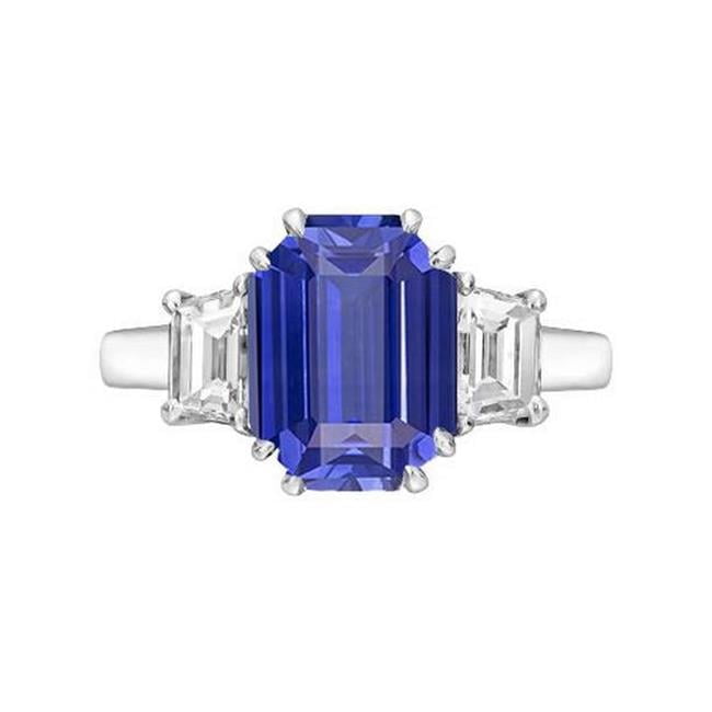 Harry Chad Enterprises 67738 3 CT 3 Stone Emerald & Trapezoid Diamond ...