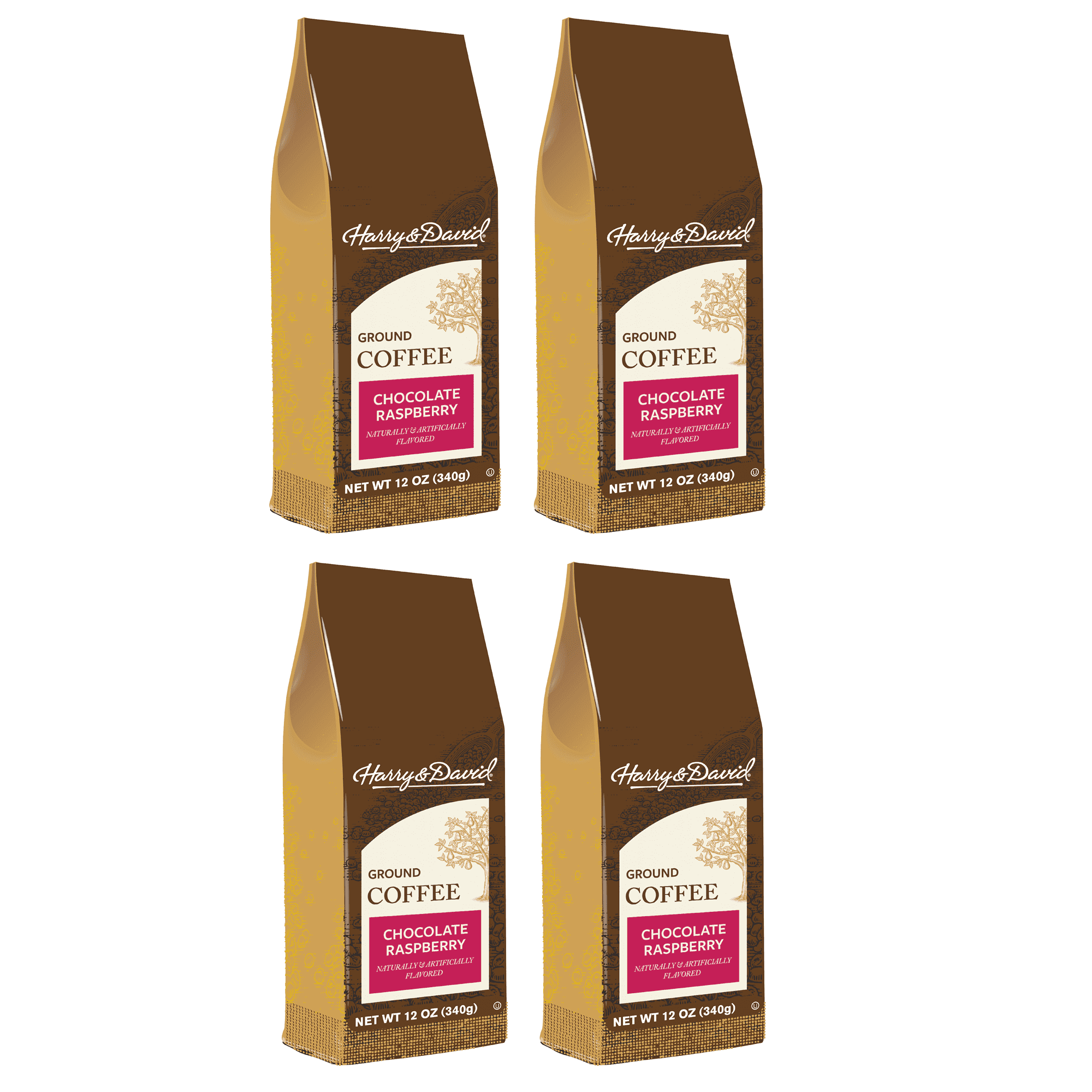 Harry & David Chocolate Raspberry Premium Ground Coffee - 4 Bags (12 oz ...