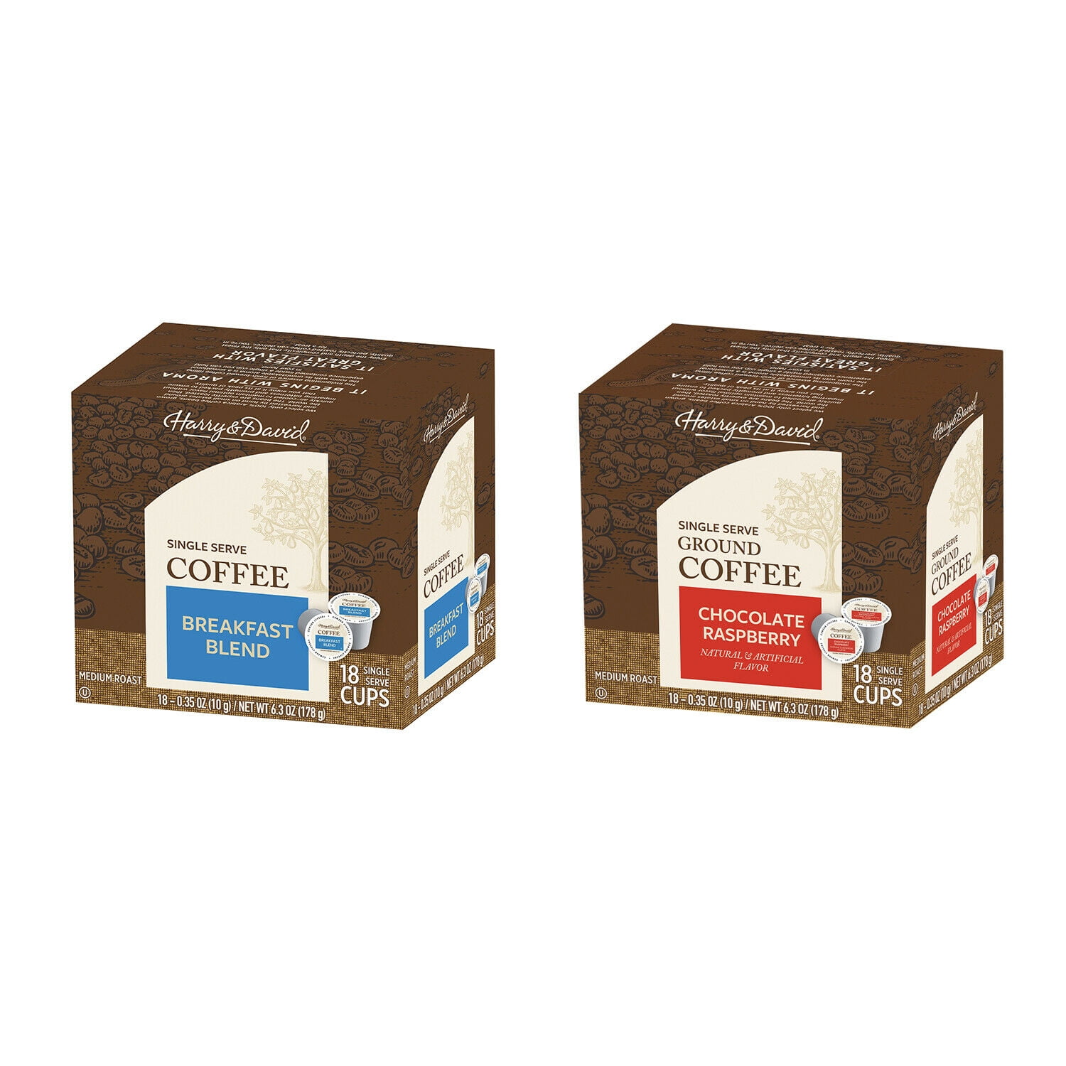 Harry & David Coffee Combo, Breakfast Blend, Chocolate Raspberry 2/18 ...