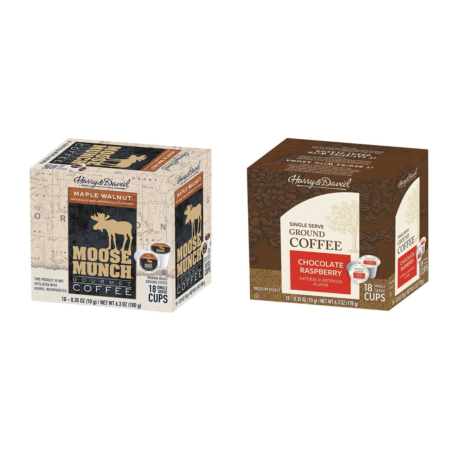 Harry & David Coffee Combo, Maple Walnut,Chocolate Raspberry 2/18 ct ...